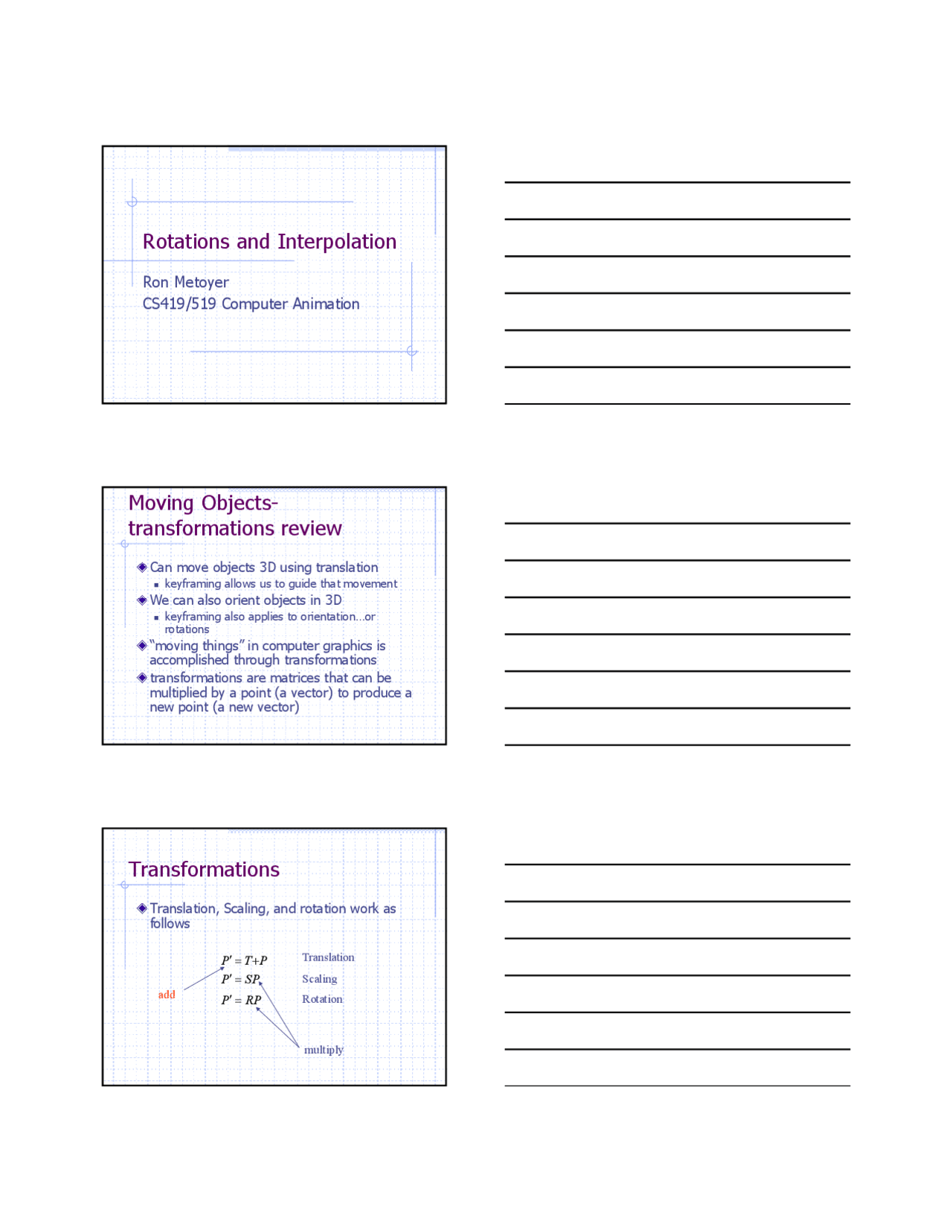 Rotations And Interpolation Selected Topics In Computer Science Cs