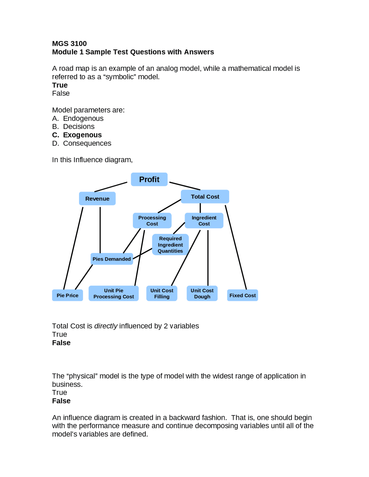 Module 1 Sample Test Questions with Answers - H Business Analysis | MGS ...