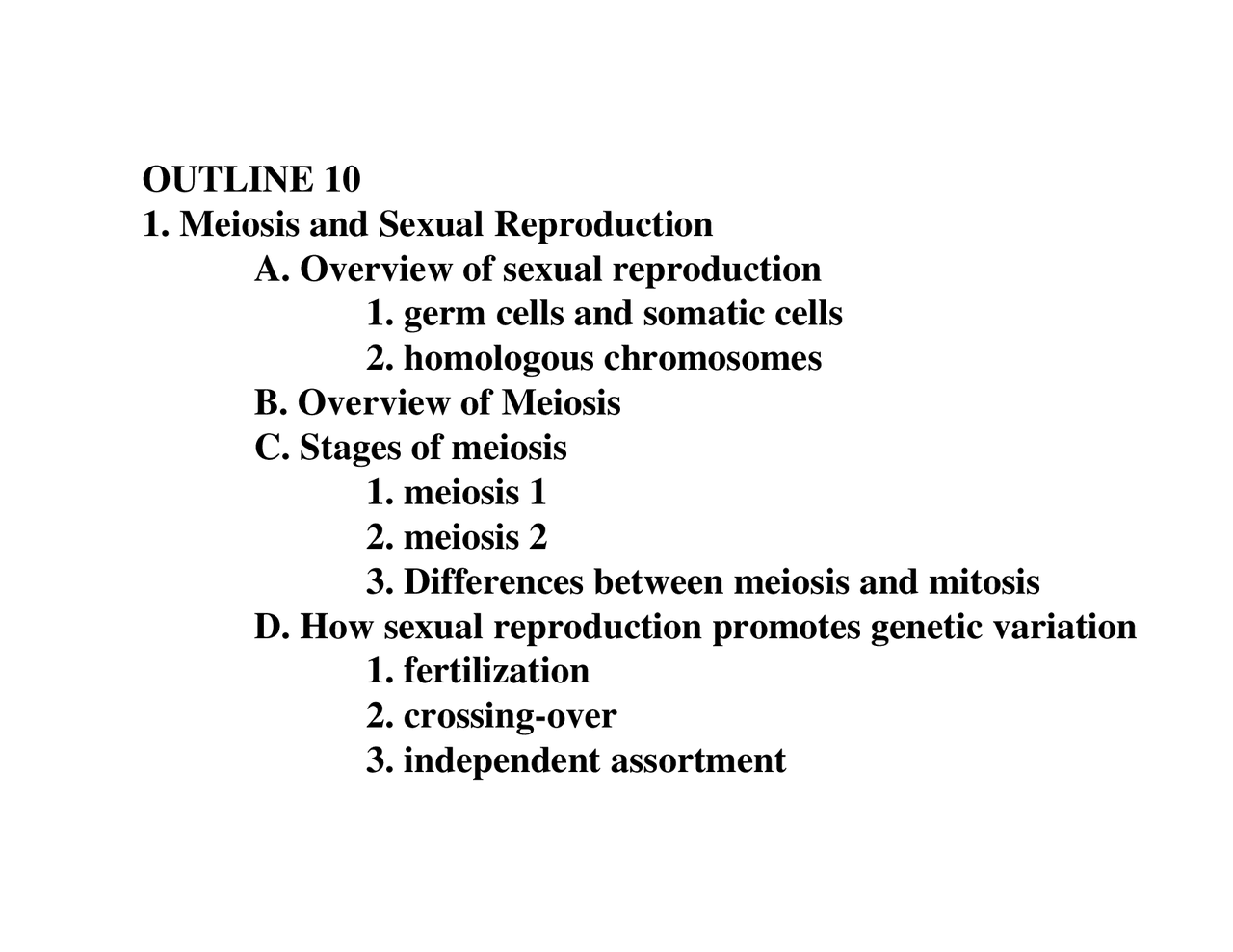 Meiosis and Sexual Reproduction - Lecture Notes | BSC 2011 - Docsity