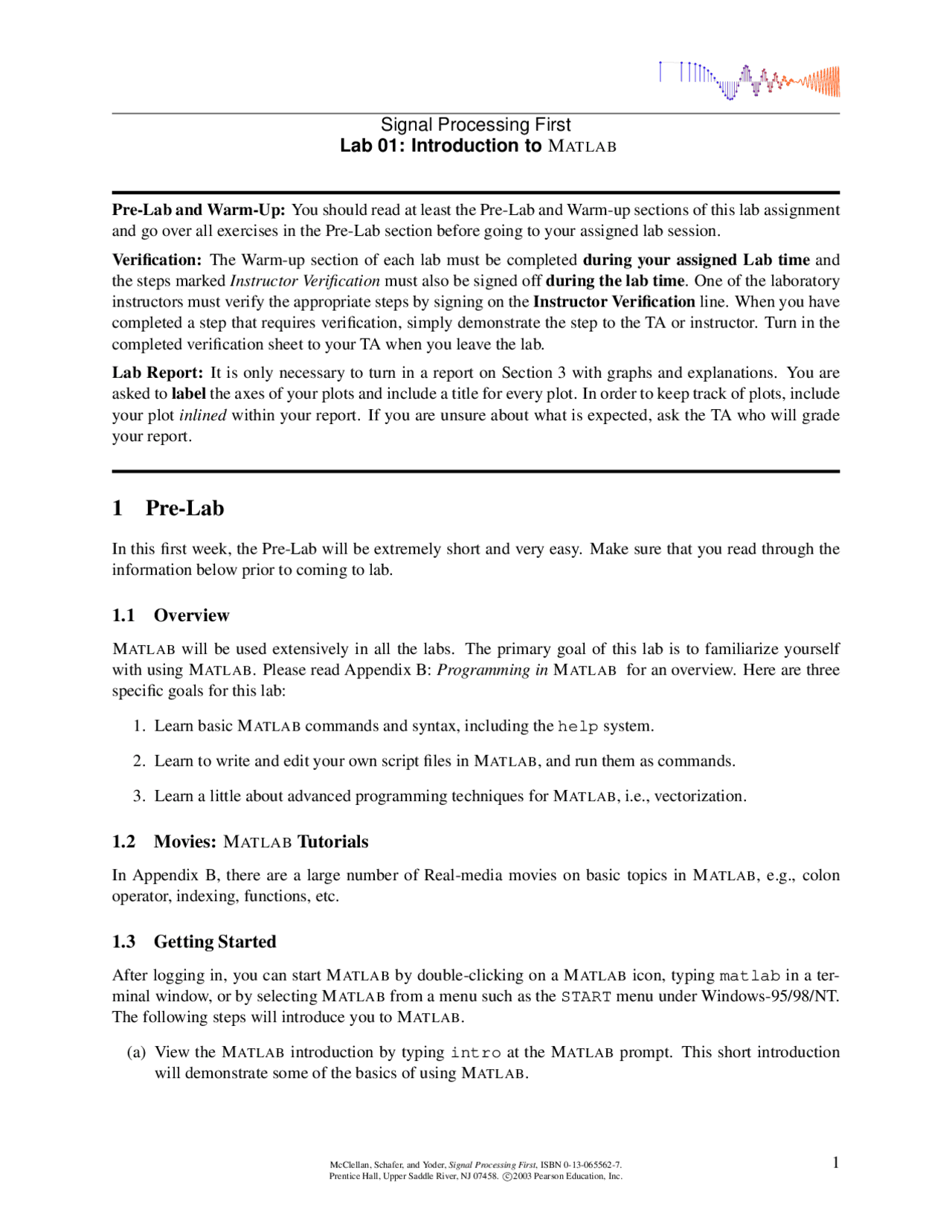 Introduction To Matlab Digital Signal Processing Lab 1 Ee 275