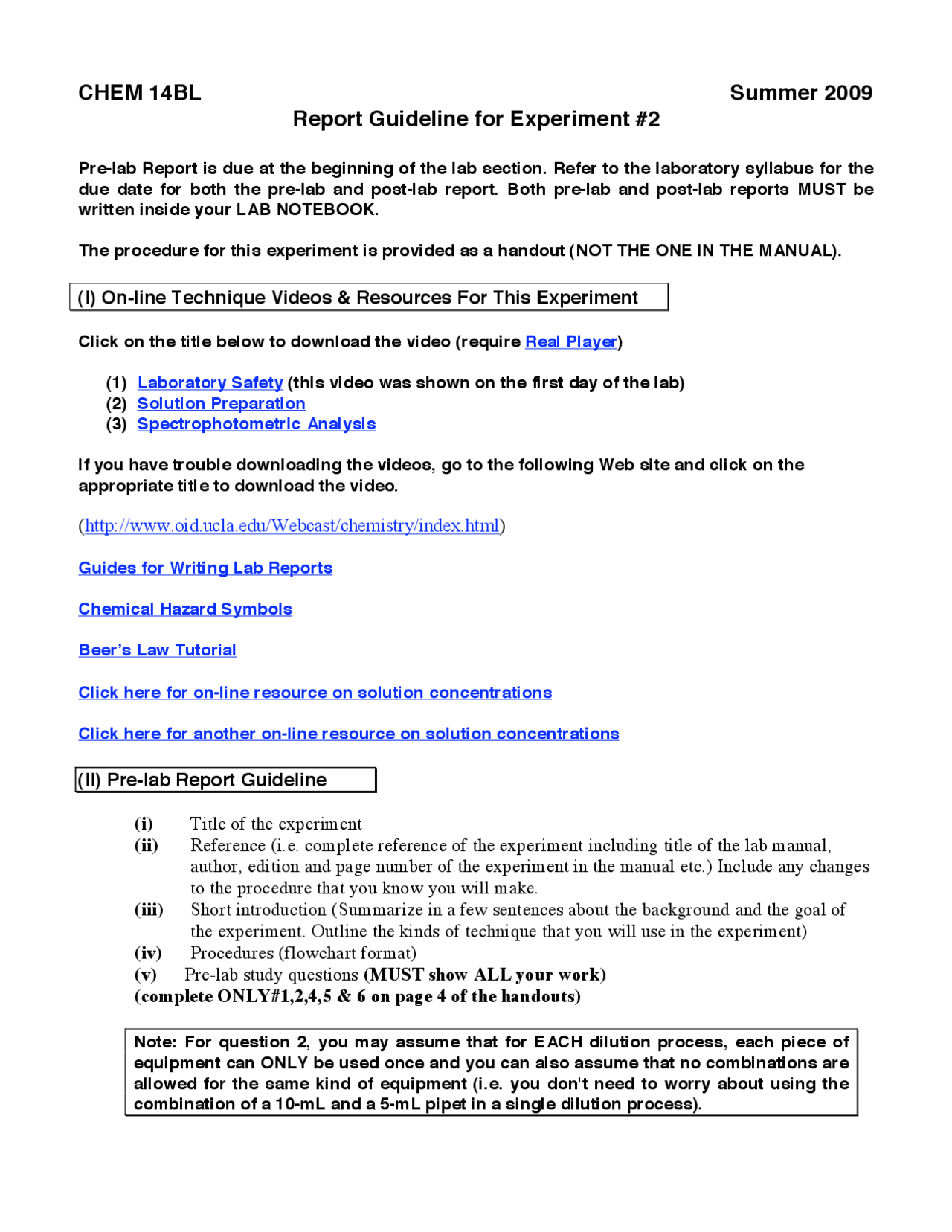 Report Guideline For Experiment 2 General And Organic Chemistry