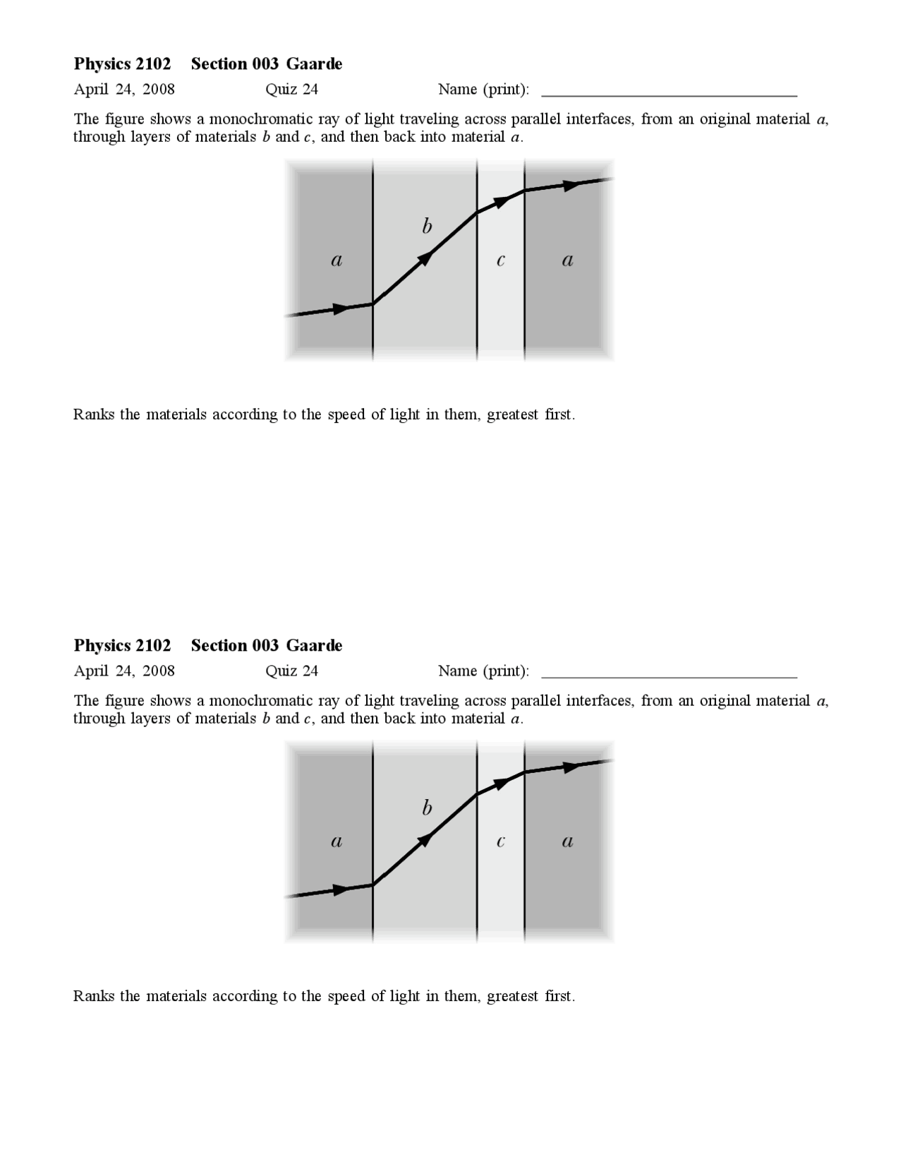 Quiz and Activity for Physics 2102: Refraction of Light | Quizzes ...