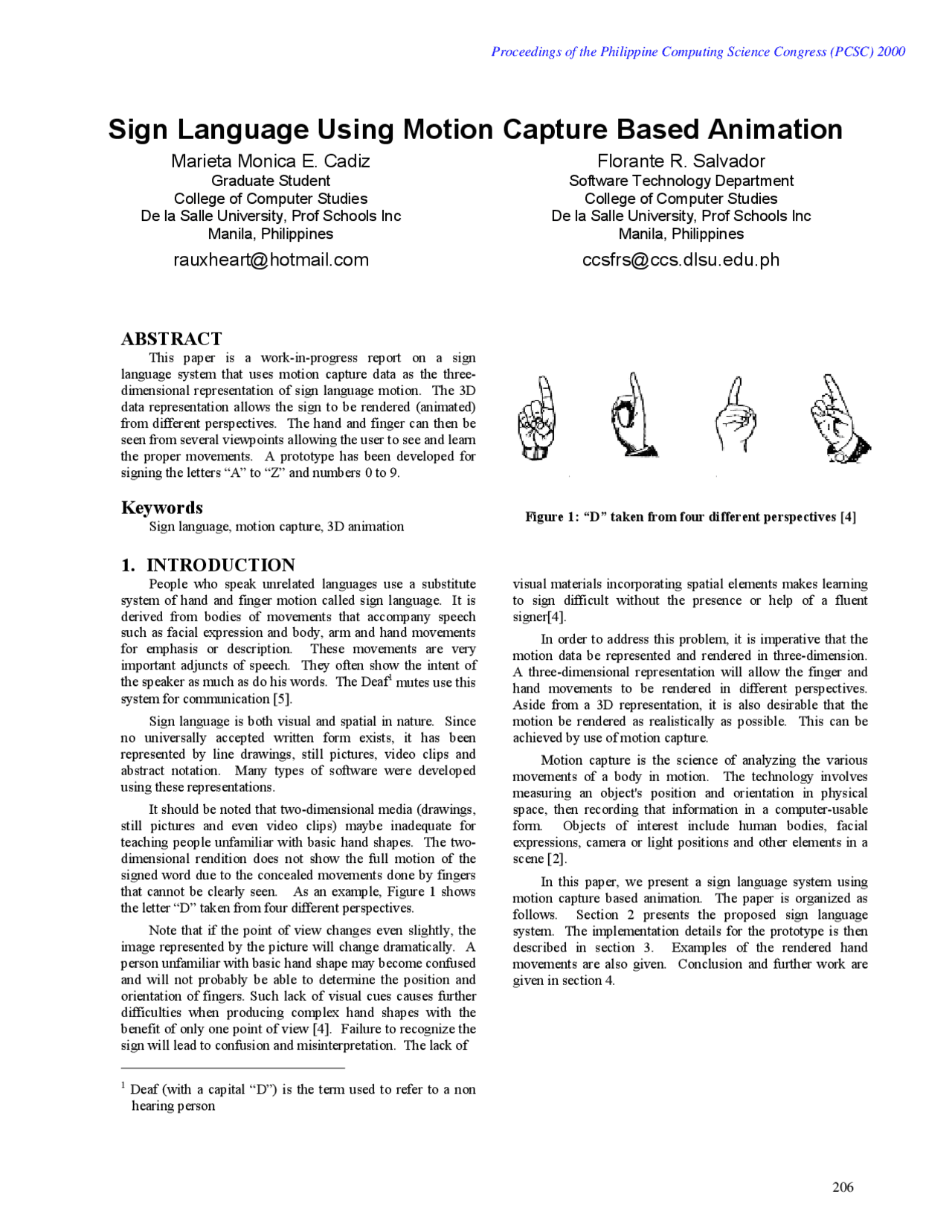 Sign Language Using Motion Capture Based Animation Cs 419 Docsity