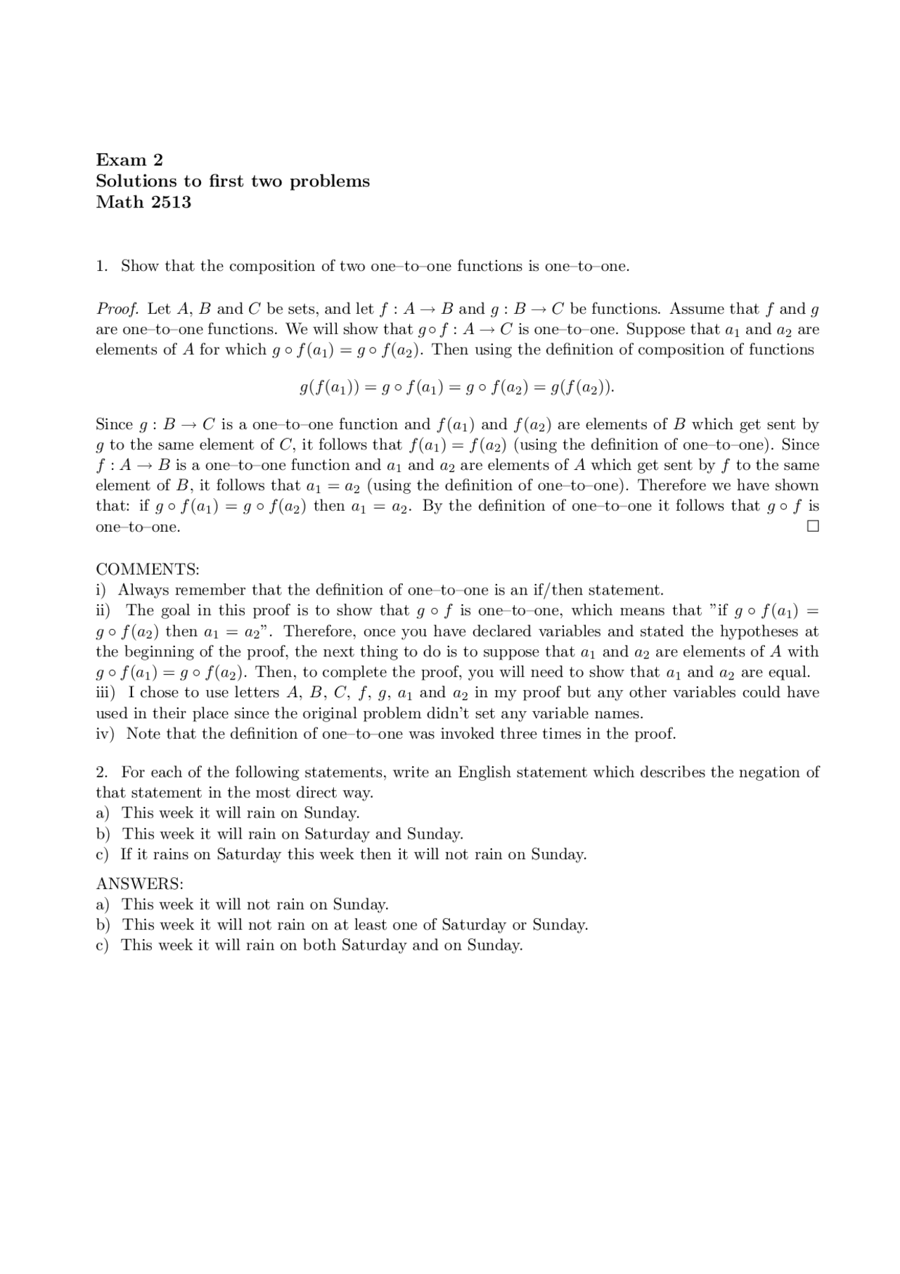 Exam 2 With Solutions Discrete Mathematical Structures Math 2513 Docsity