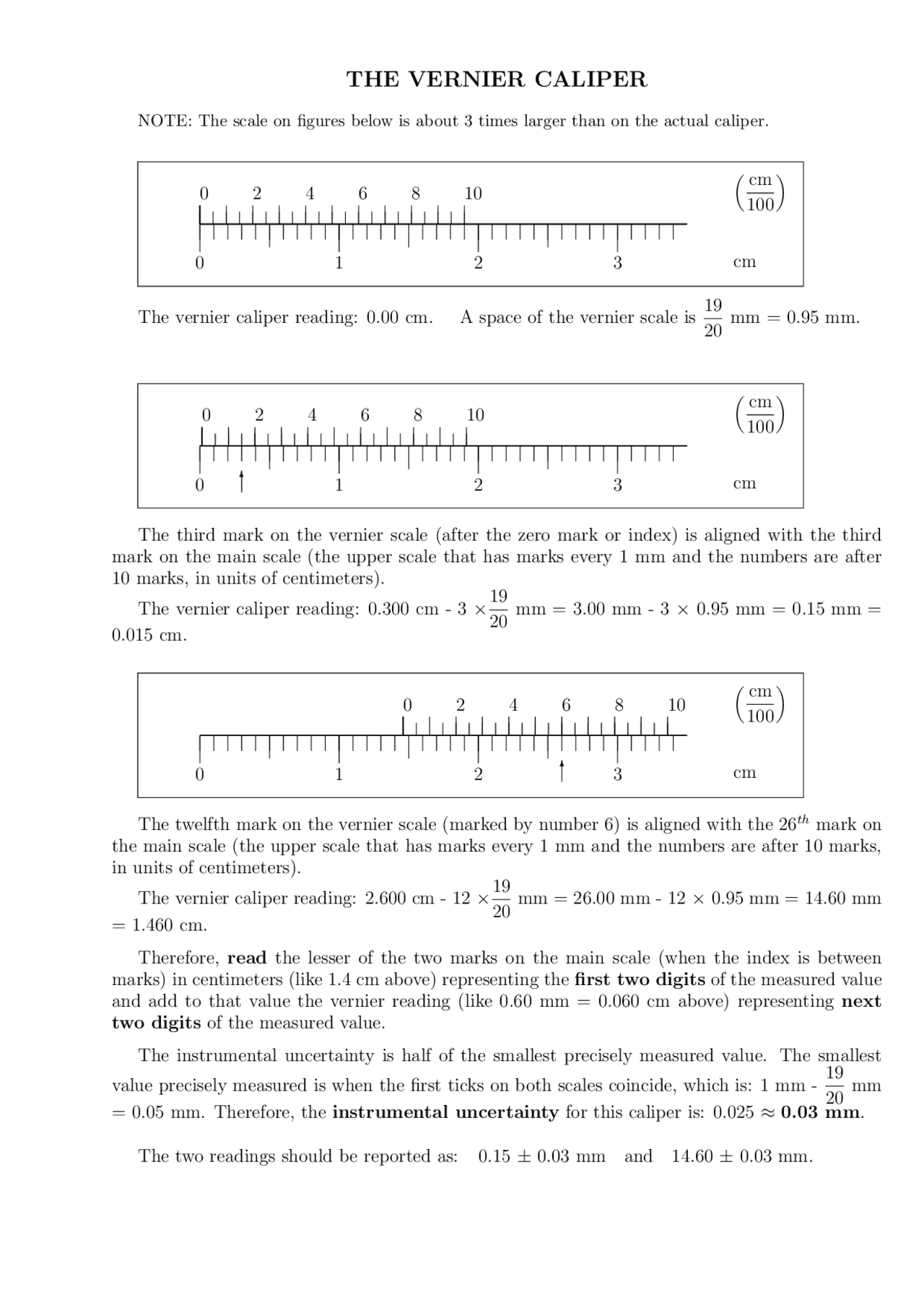 The Vernier Caliper - Modern Physics Lab | PHYS 2207 - Docsity