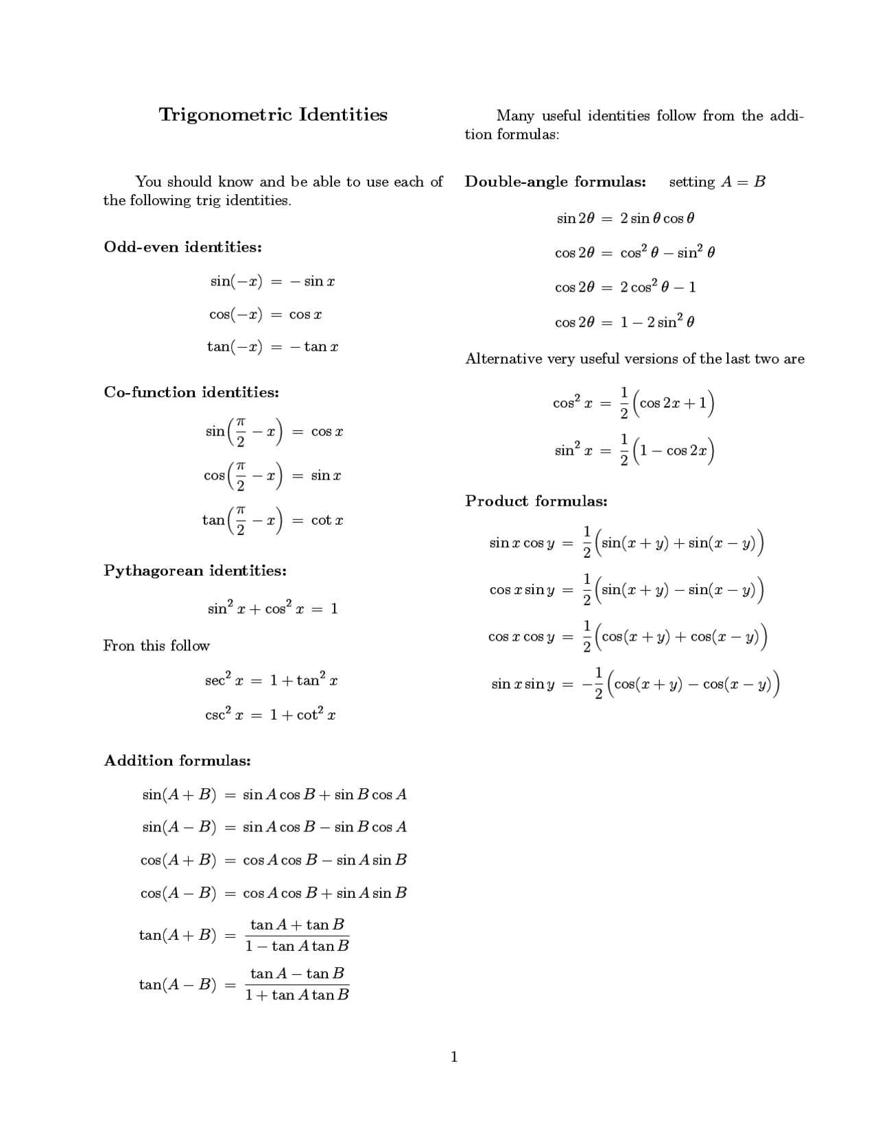 Trigonometric Identities Assignment M 408m Docsity