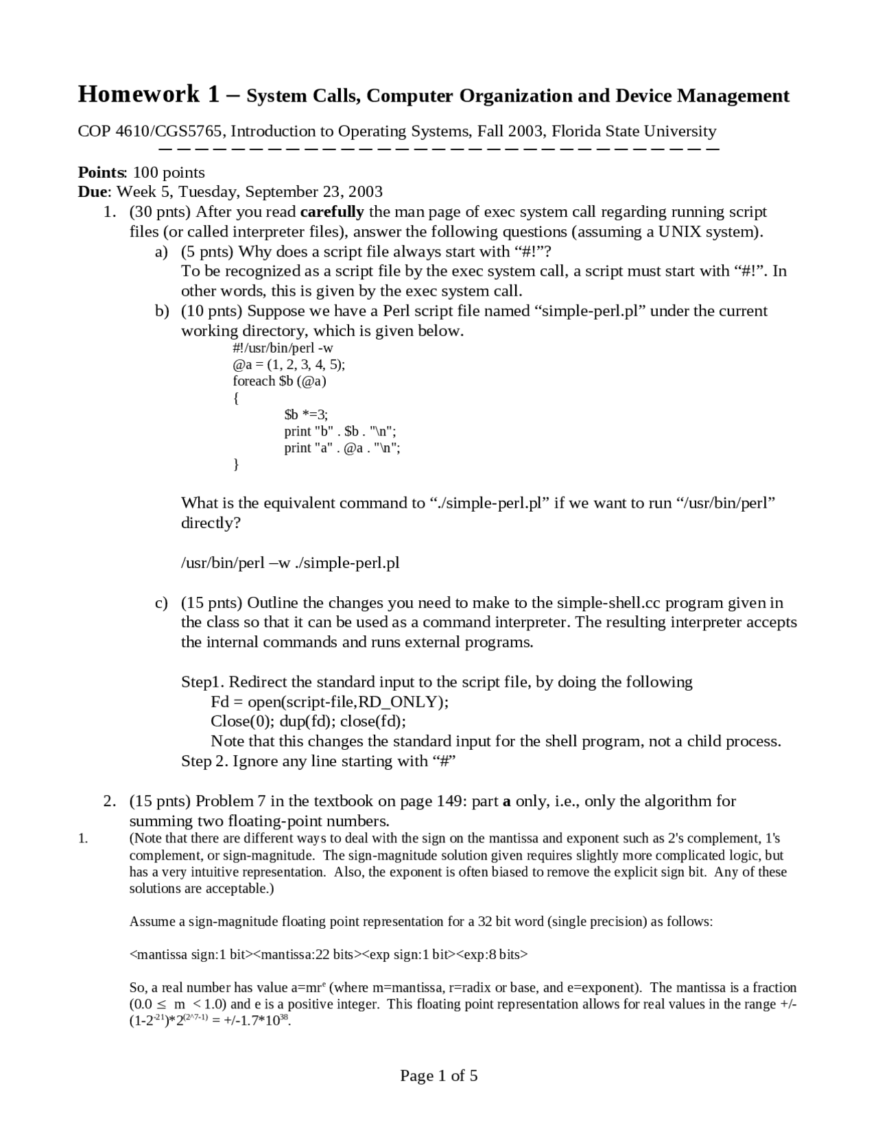 Questions On Operating Systems Assignment 1 Cop 4610 Assignments 1344