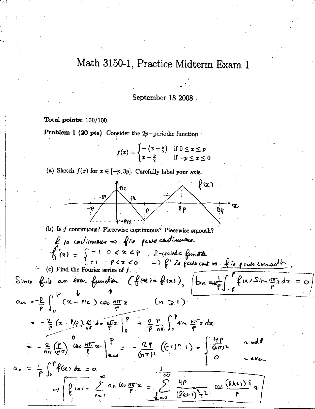 Practice Midterm Exam 1 Partial Differential Equations For Engineers