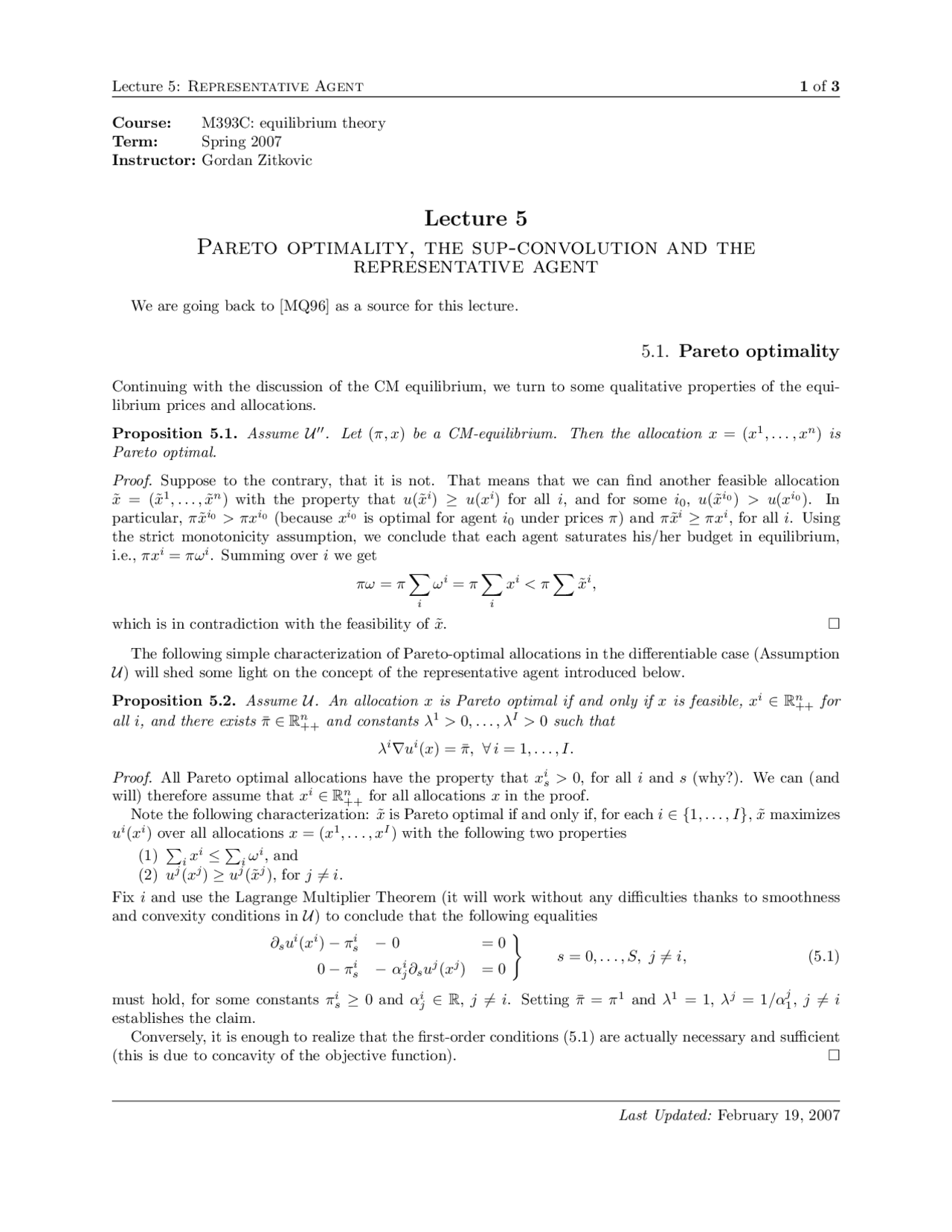 Lecture 5: Representative Agent in Equilibrium Theory | Study notes ...