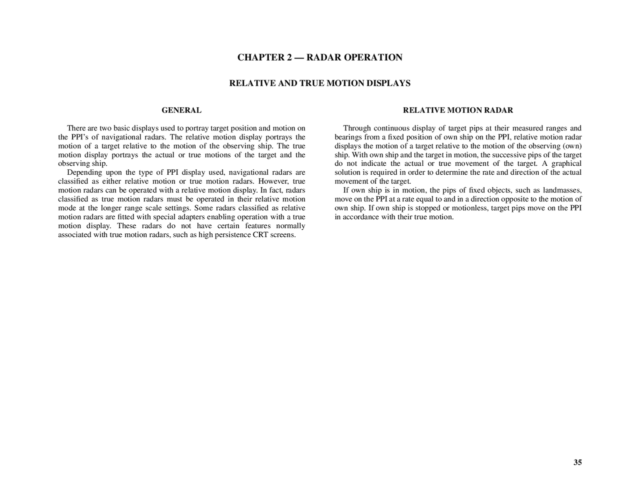 Lecture Notes on Relative and True Motion Displays | NAVA 302 - Docsity