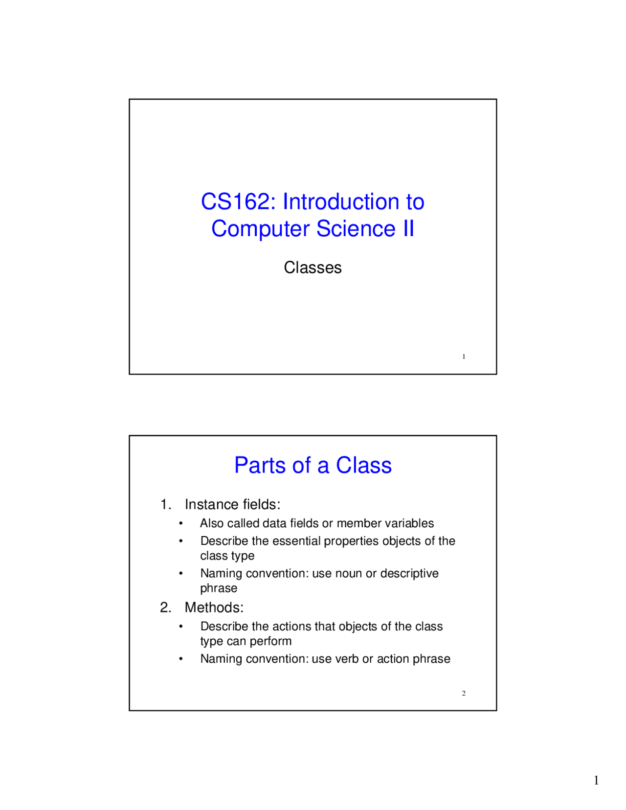 Access Modifiers And Static Fields Lecture Slides Cs 162 Docsity