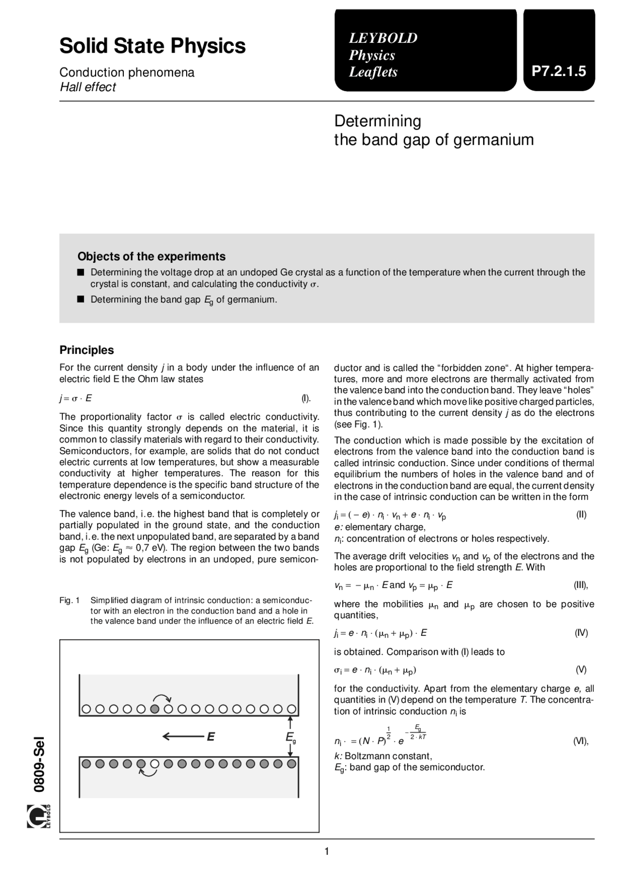 Determining The Band Gap Of Germanium Advanced Laboratory Phy 4822l