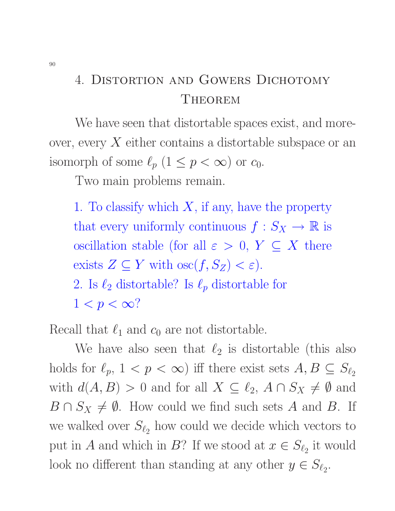 Distortion and Gowers Dichotomy Theorem - Lecture Outlines | N 1 - Docsity