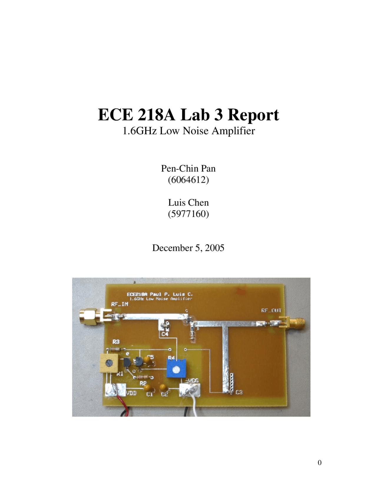Lab 3 Report 16ghz Low Noise Amplifier Ece 218a Docsity