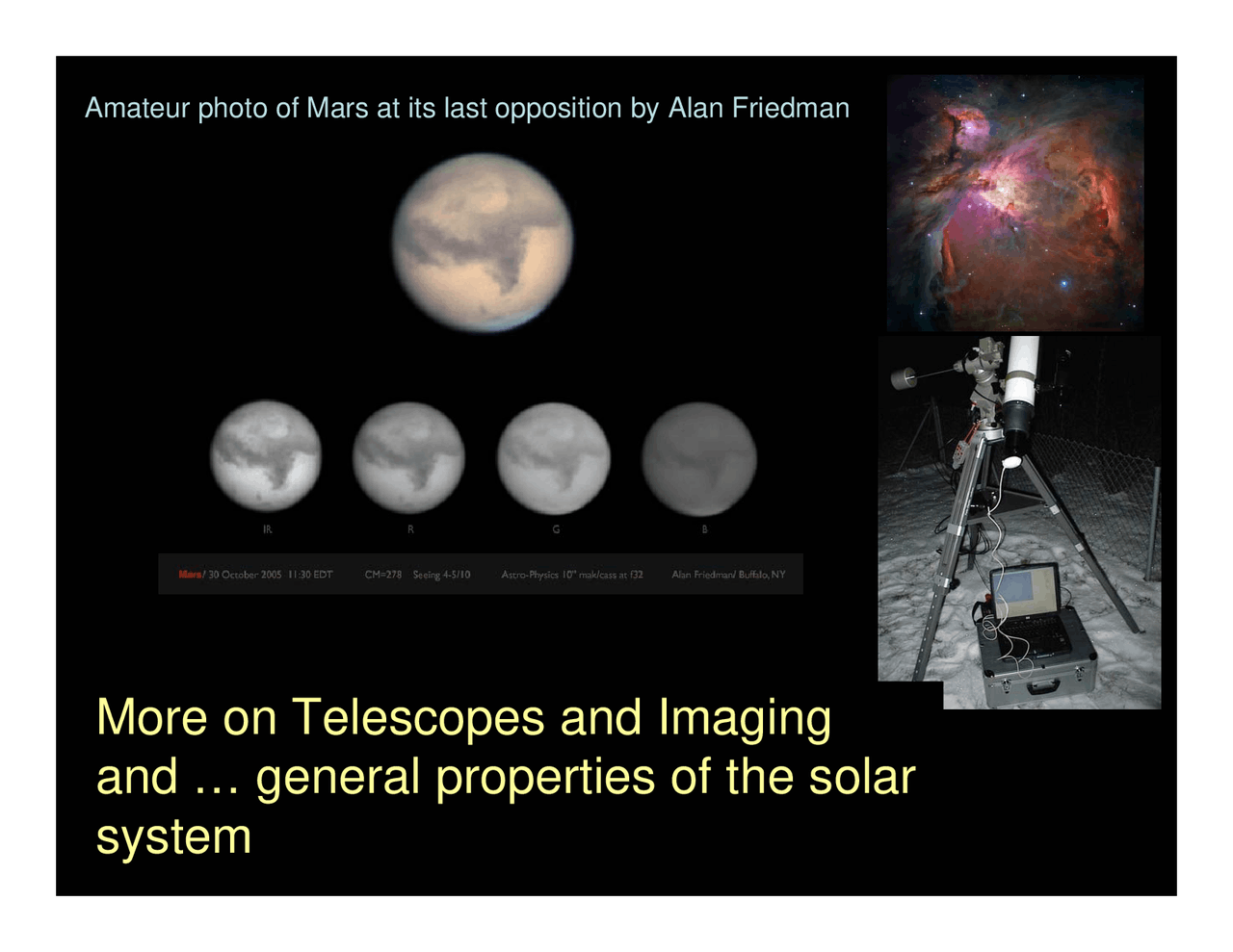 Telescopes And Imaging And General Properties Of The Solar System