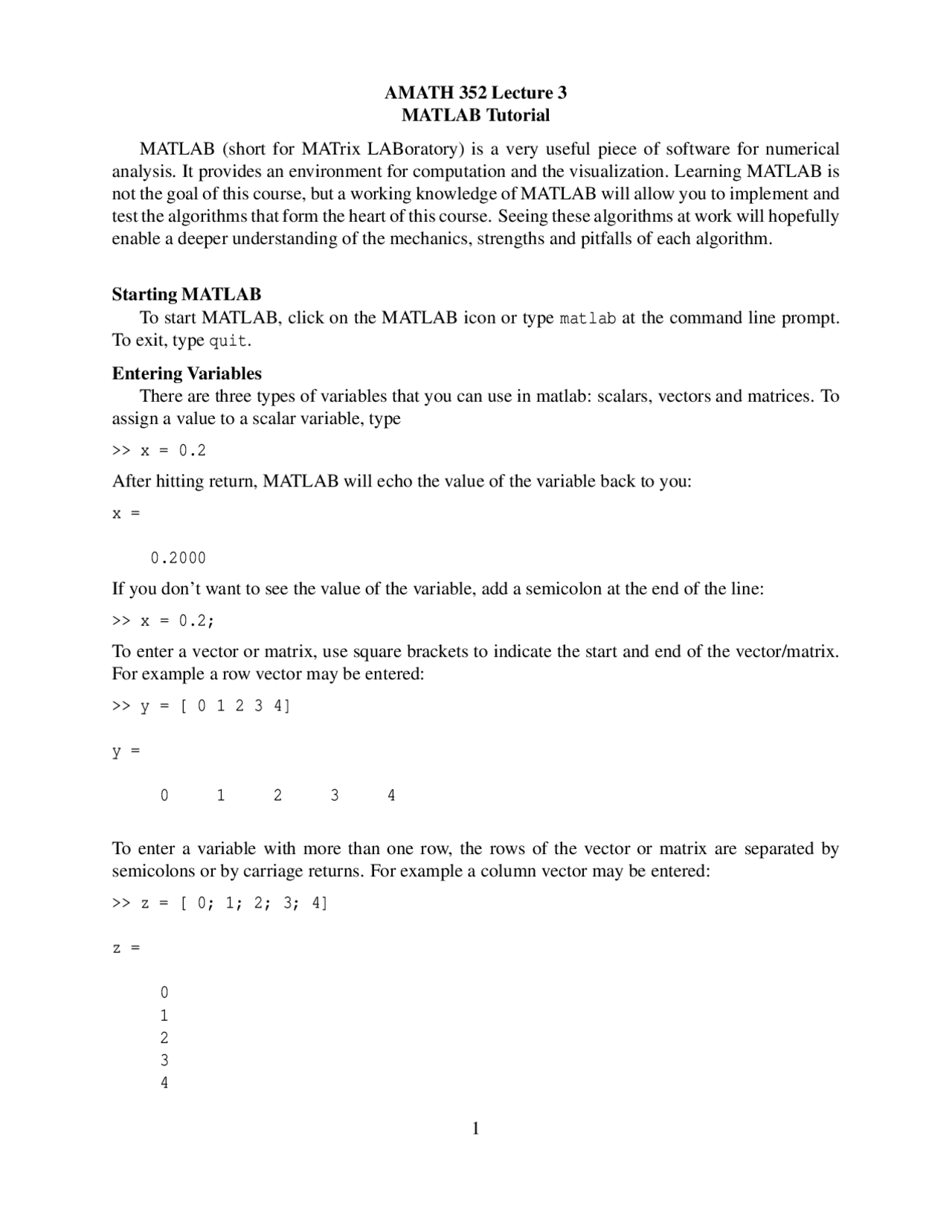 Matlab Tutorial Lecture Notes Ece 517 Docsity 0633