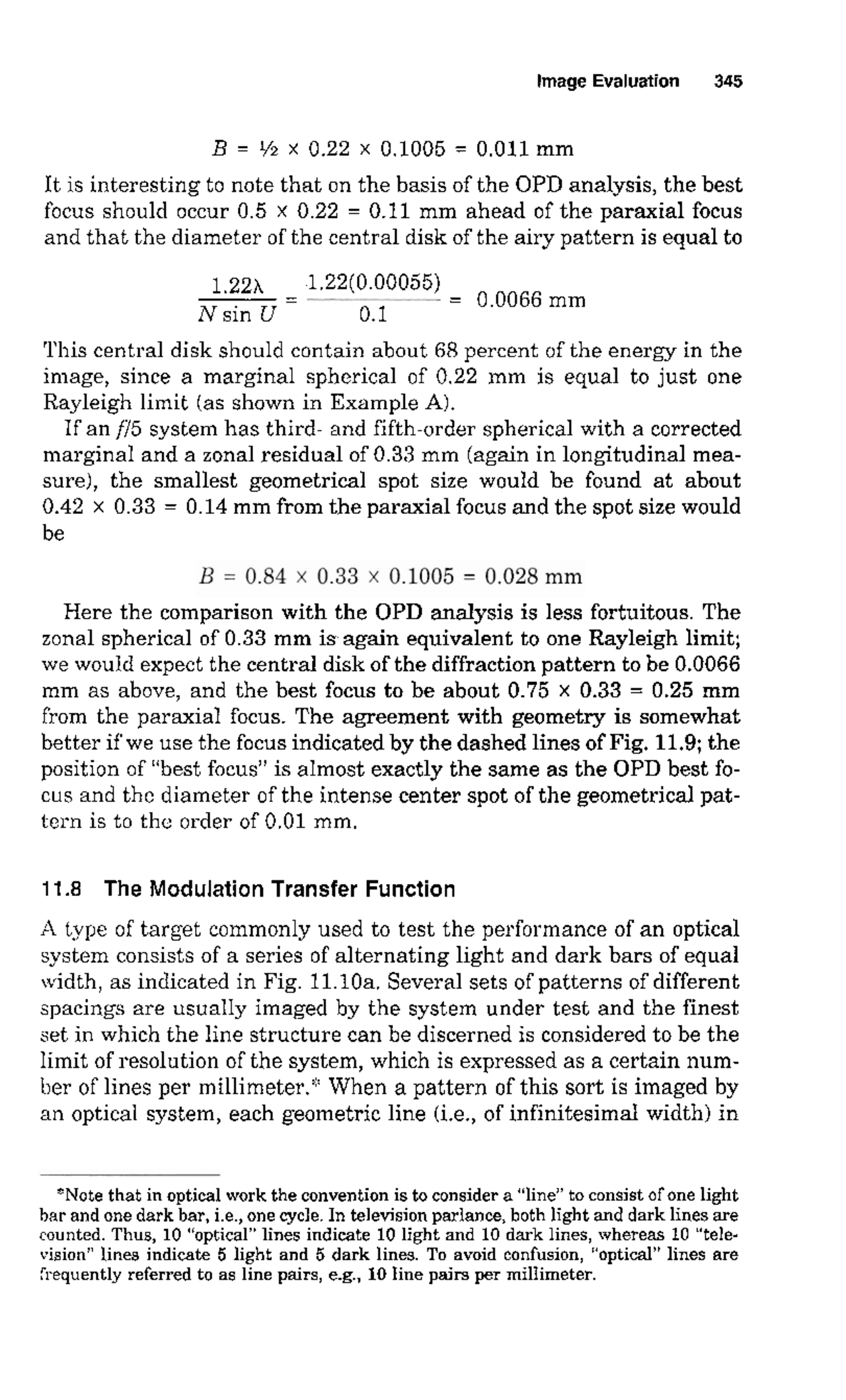 Notes For Image Evaluation Advanced Optics Laboratory Opti 471a