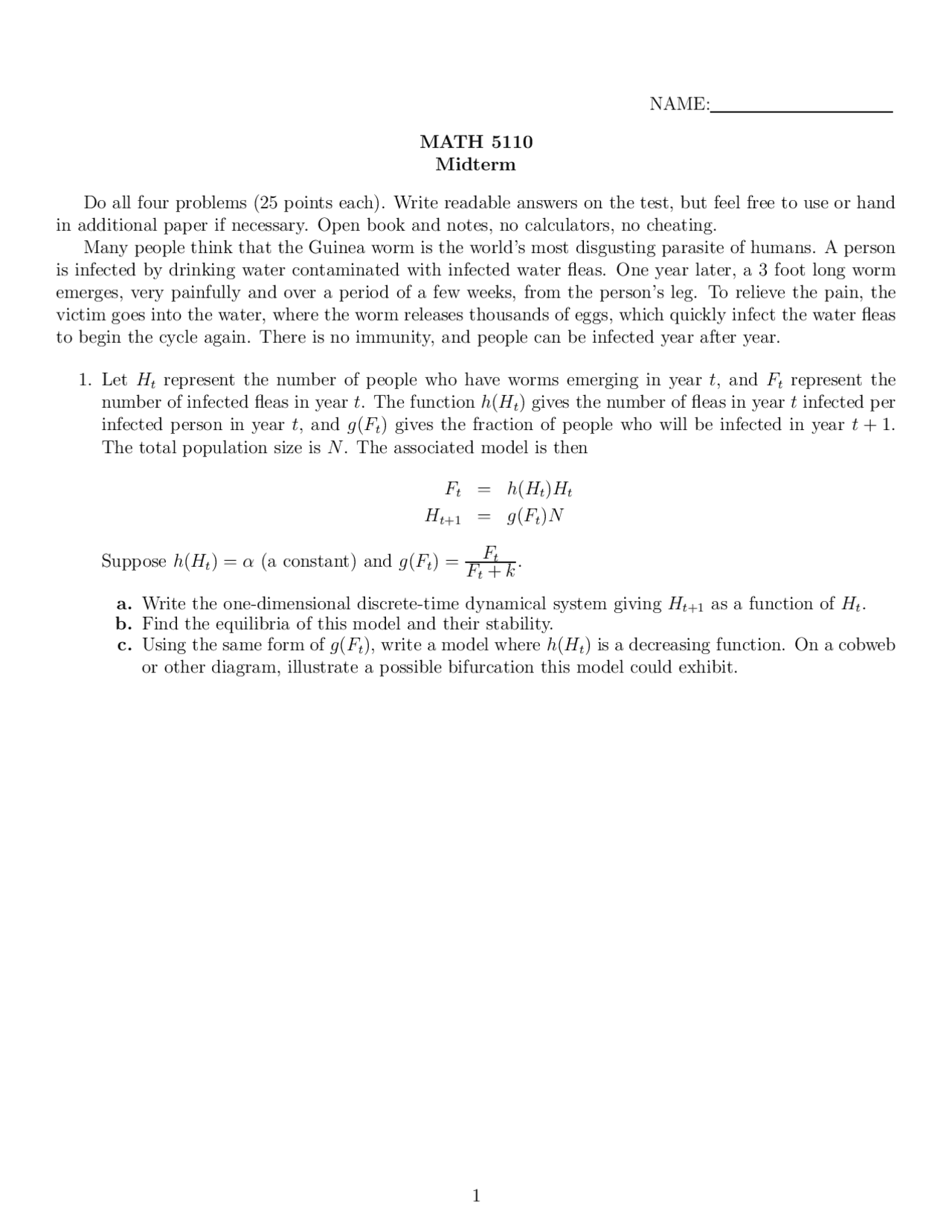 4 Solved Problems to Find the Equilibrium - Midterm Exam | MATH 5110 ...