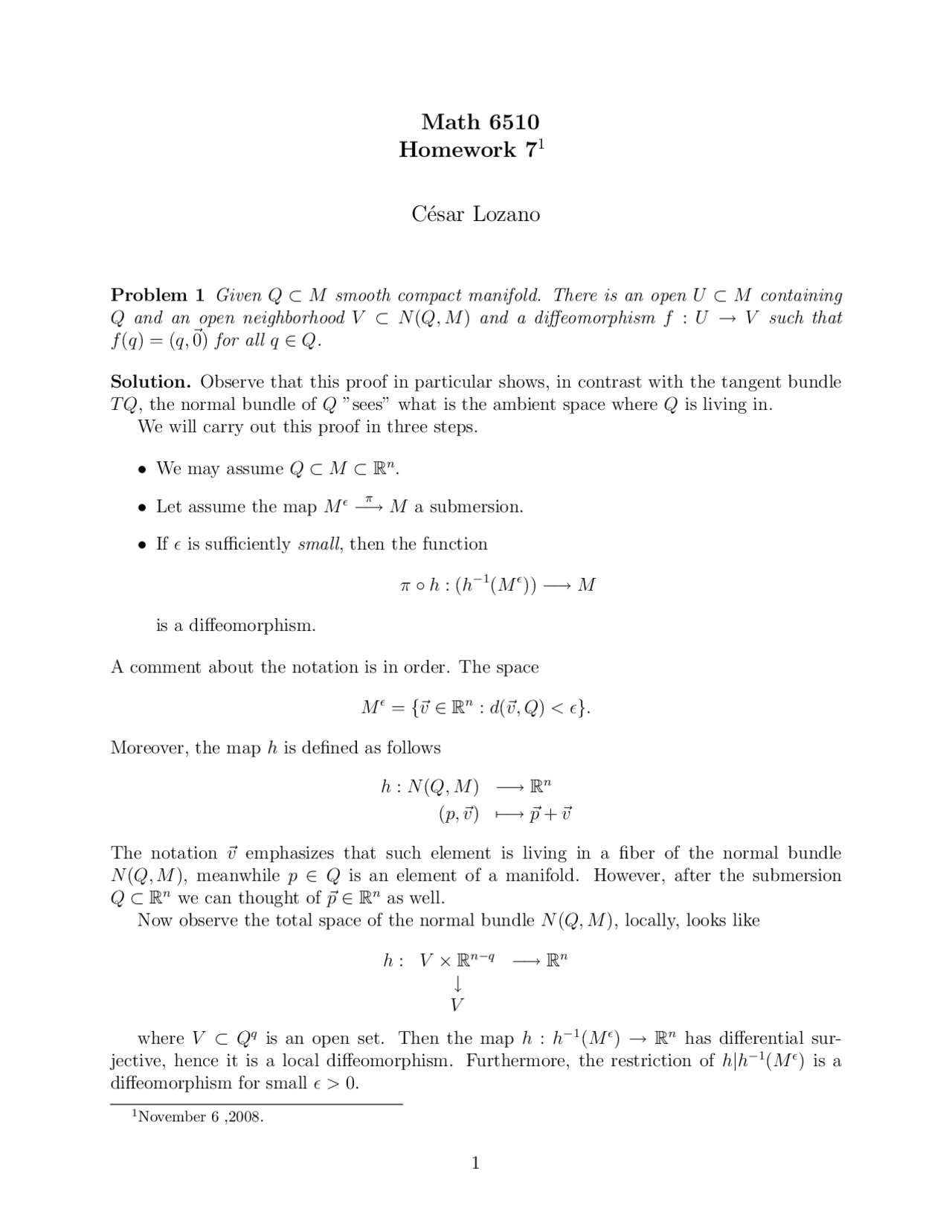 Solutions To Homework 7 Differentiable Manifolds Math 6510 Docsity