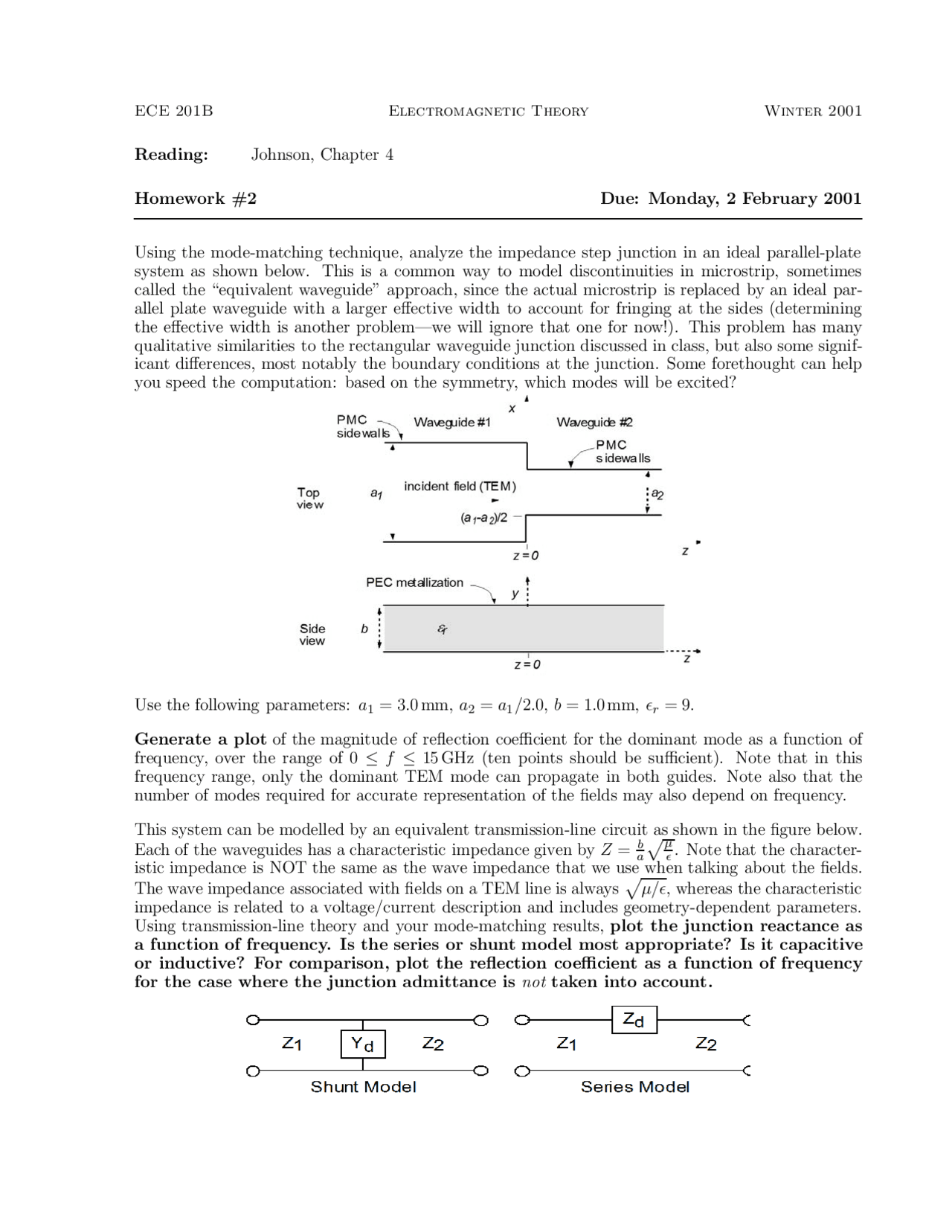 Homework Ii On Electromagnetic Theory Class 201 Docsity