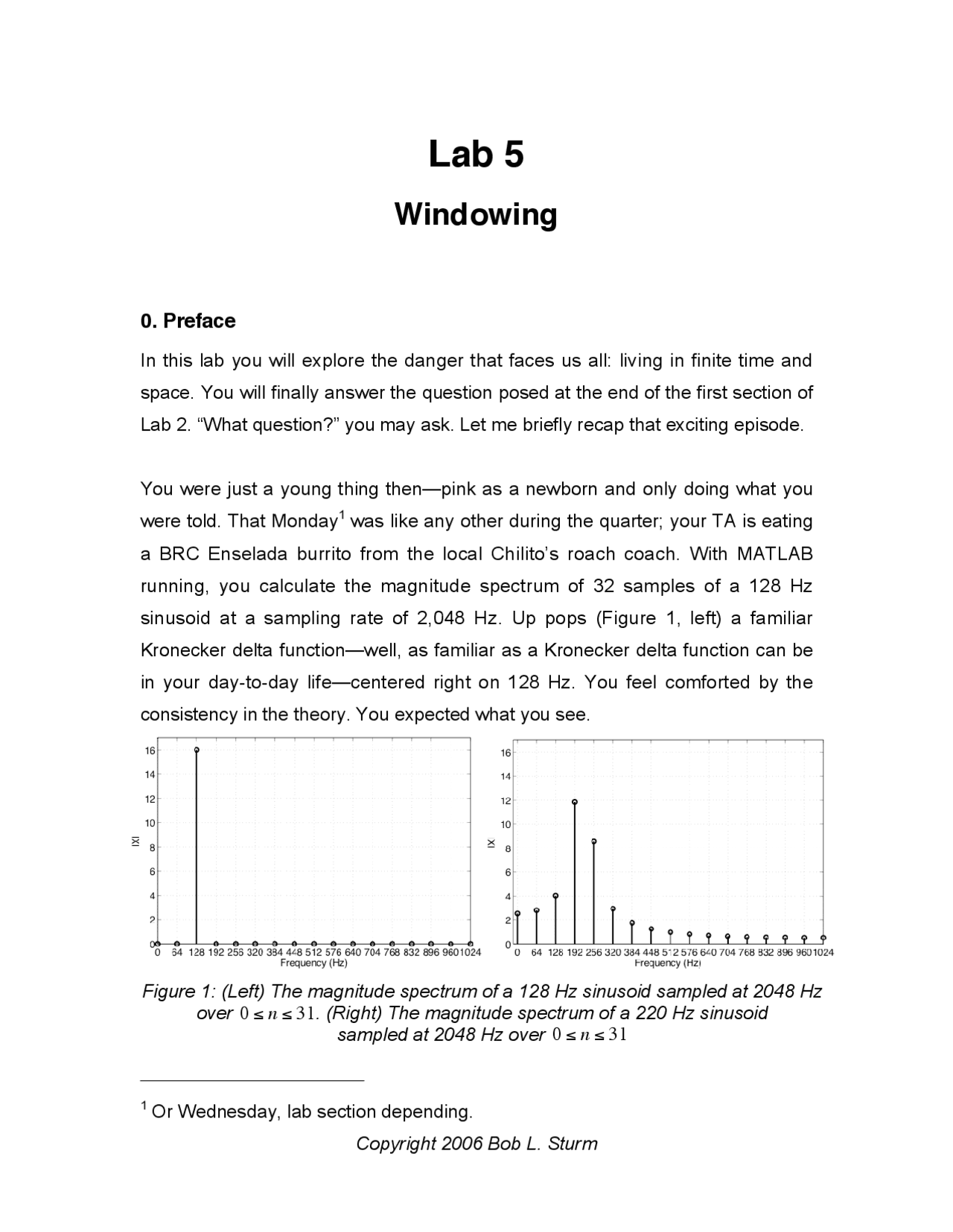 Notes On Windowing Laboratory 5 Digital Signal Processing Ece 158
