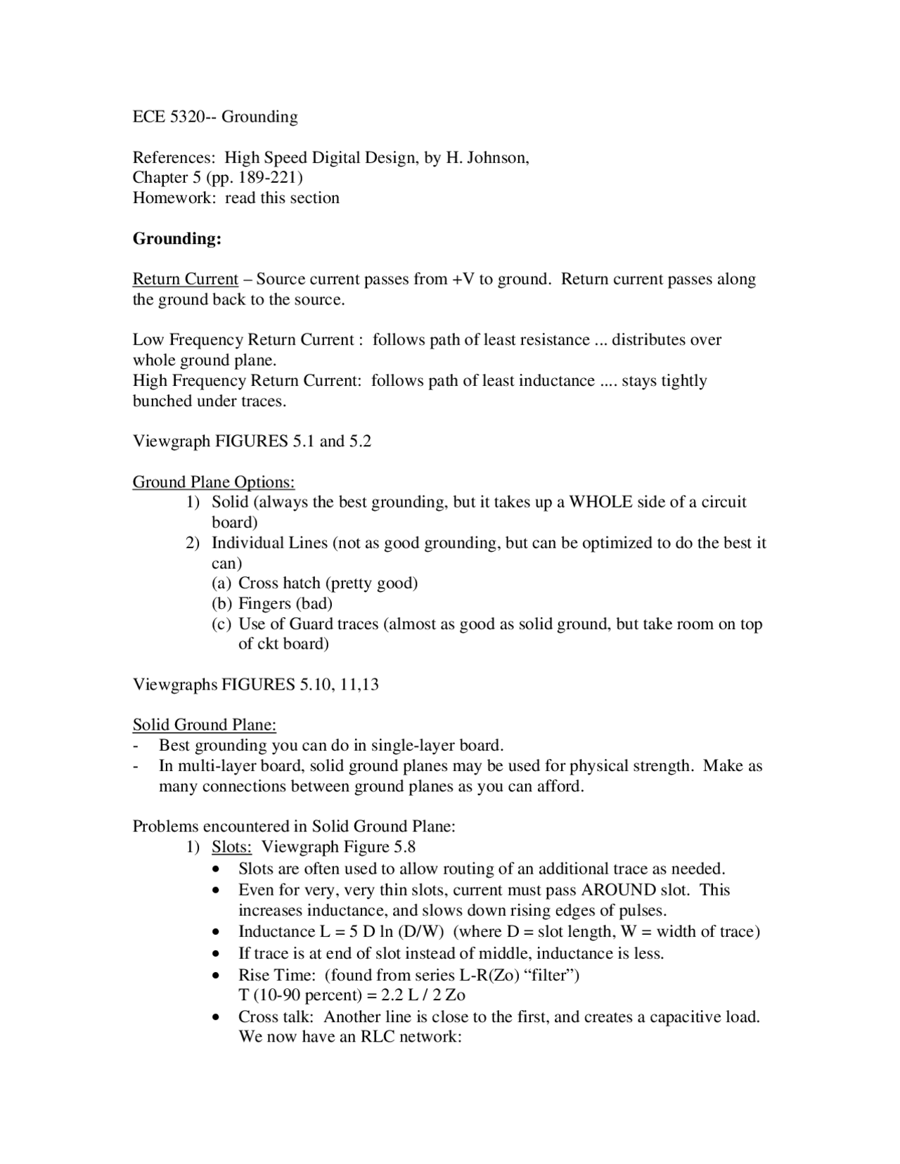 Grounding Microwave Engineering I Ece 5320 Docsity