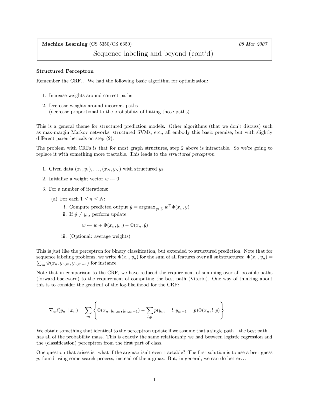 Machine Learning Sequence Labeling And Beyond Cs 5350 Docsity