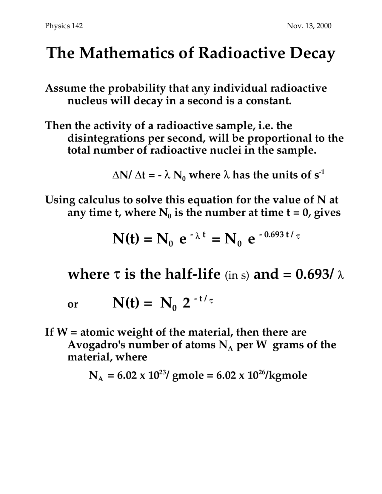 Mathematics of Radioactive Decay - Elementary General Physics II | PHYS ...
