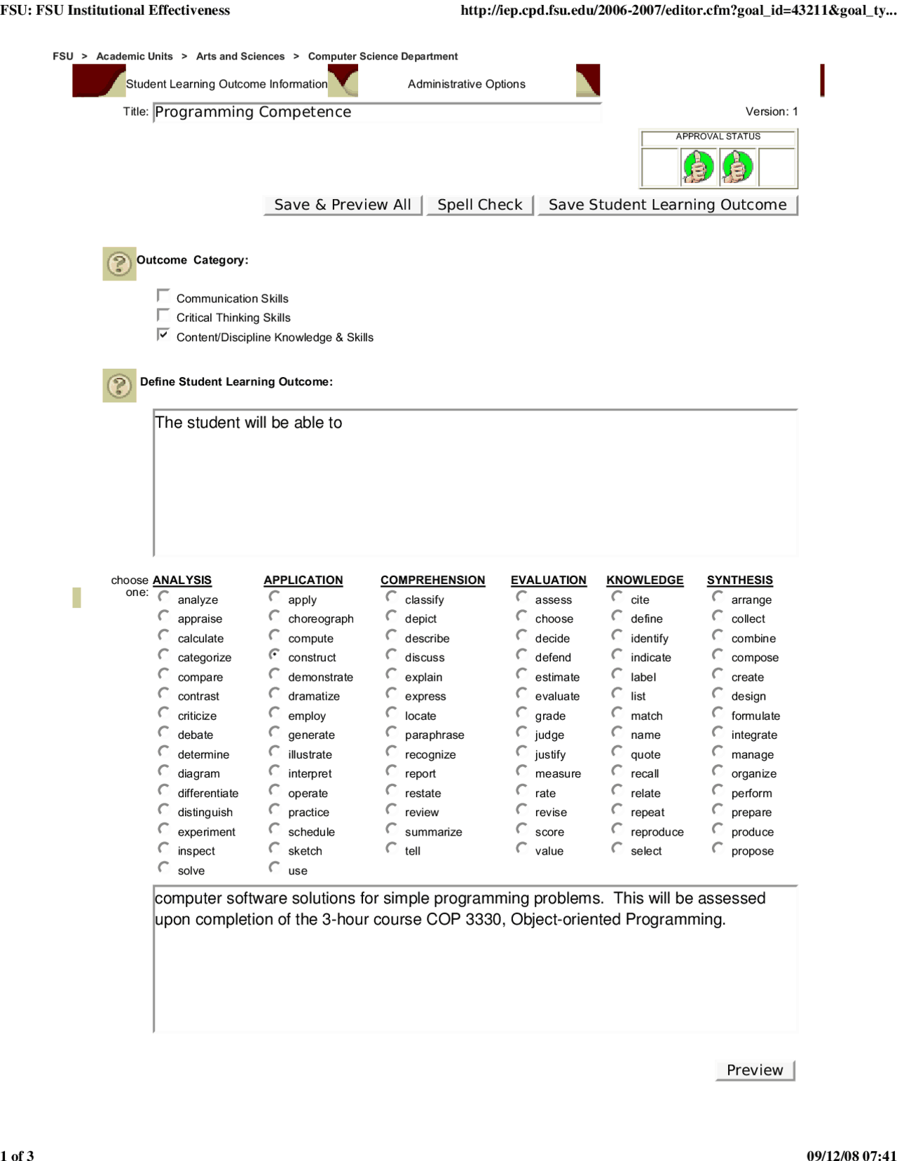 Fsu Institutional Effectiveness Object Oriented Programming Cop 3330 Docsity