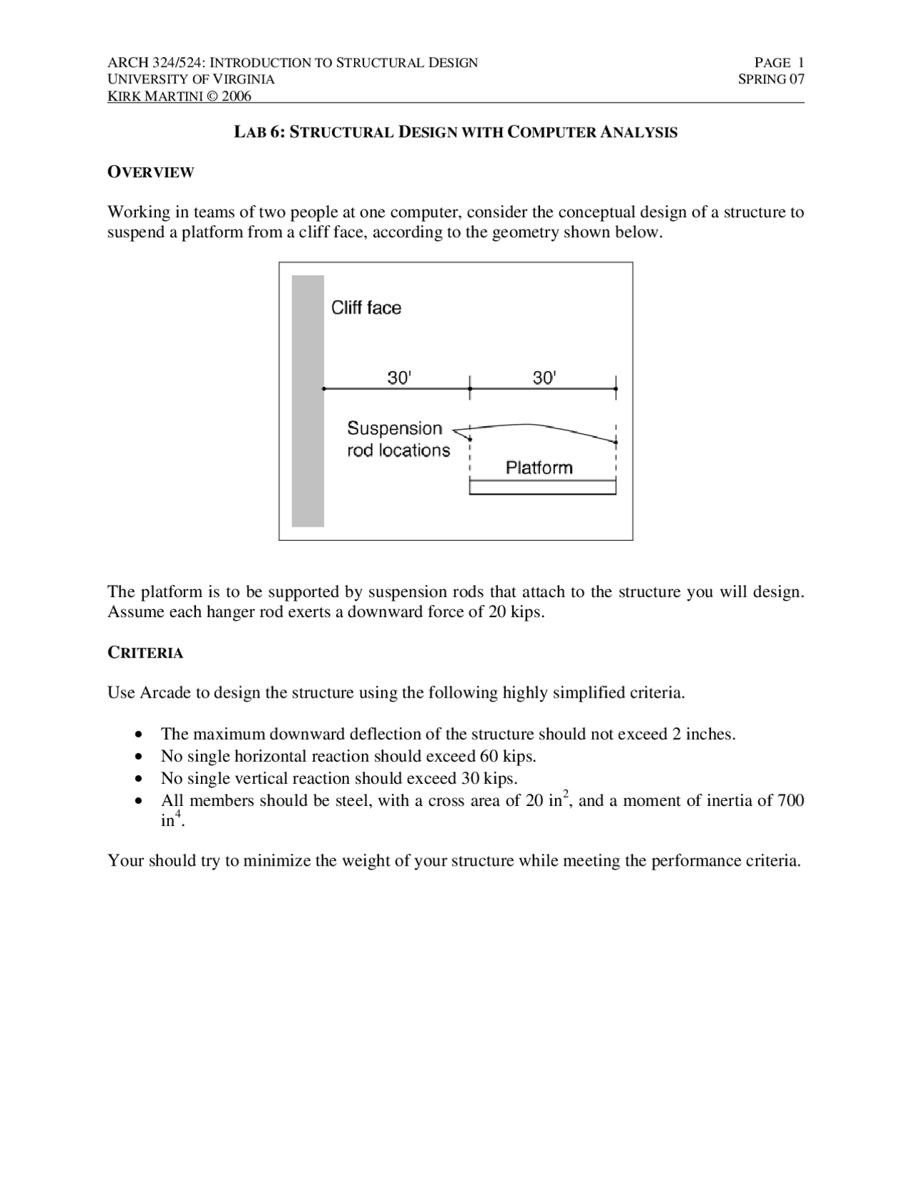 Lab 6: Structural Design with Computer Analysis | ARCH 3240 - Docsity