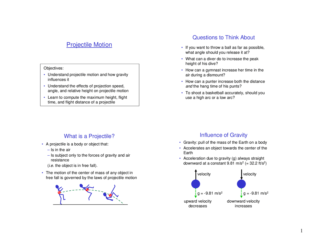 Lecture Slides on Projectile Motion - Biomechanics of Sport, Exercise ...