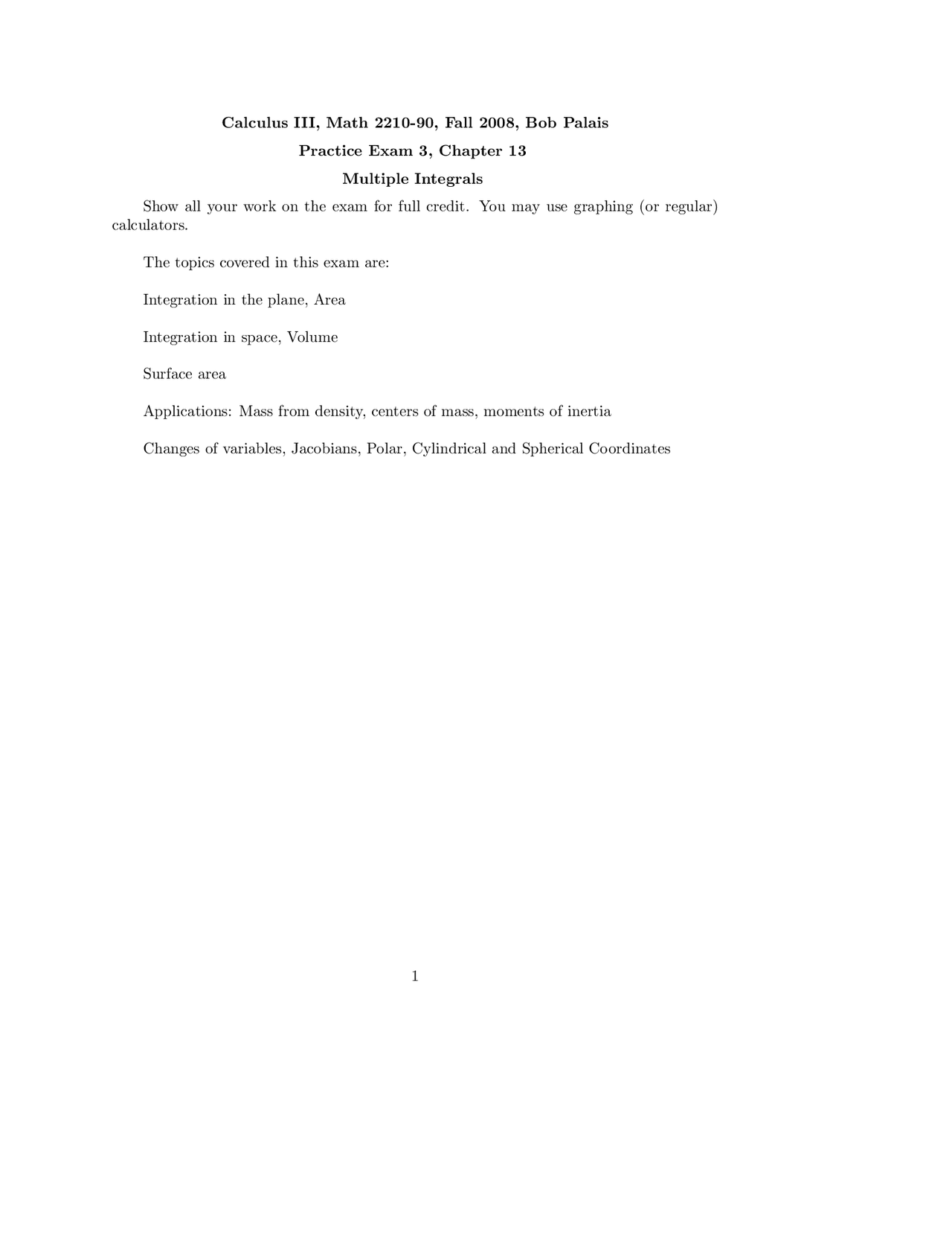 Calculus III - Practice Final Exam 3 | MATH 2210 - Docsity Calculus III - Practice Final Exam 3 | MATH 2210 - Docsity