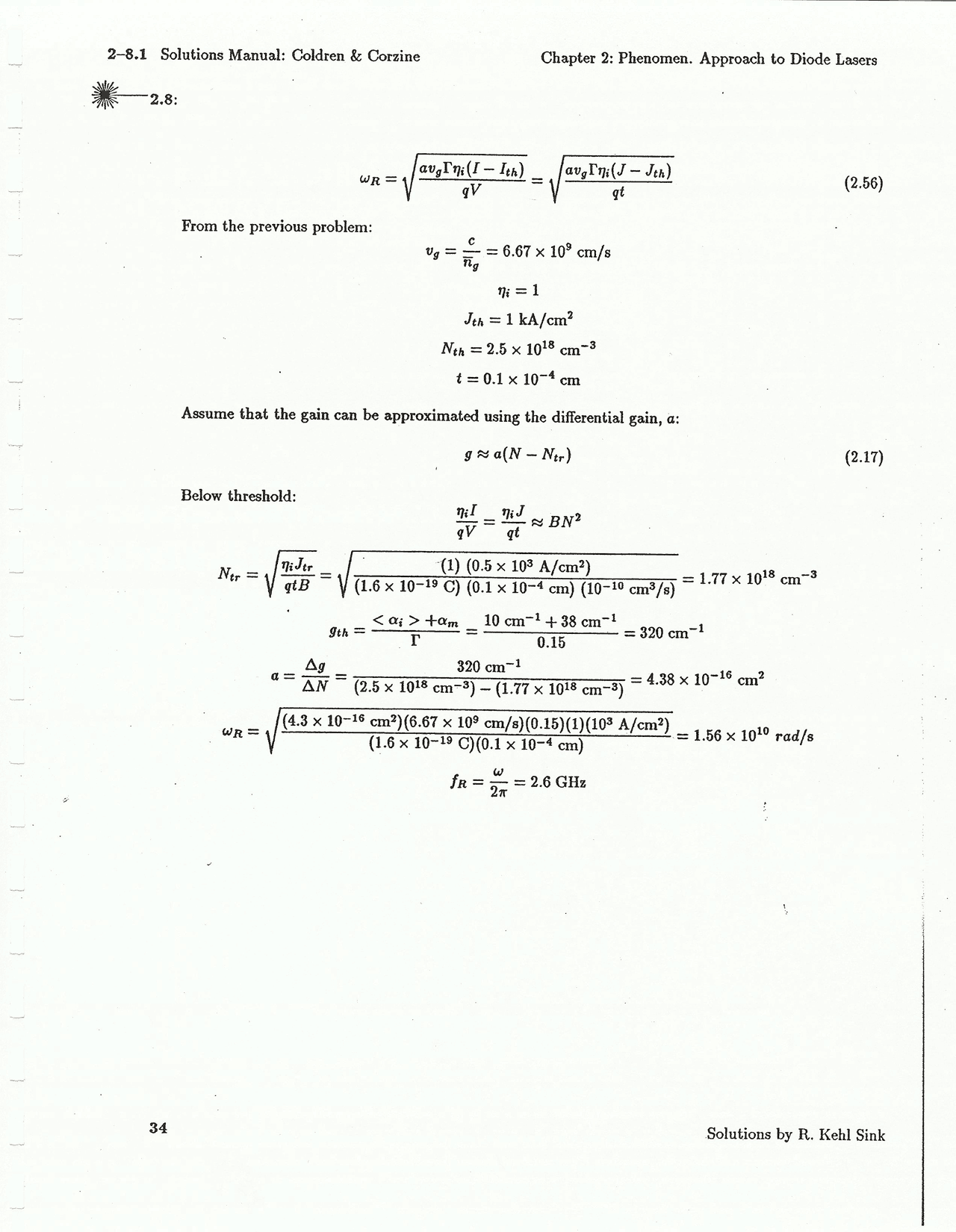 Solved Assignment Approach To Diode Lasers Ece 227a Docsity
