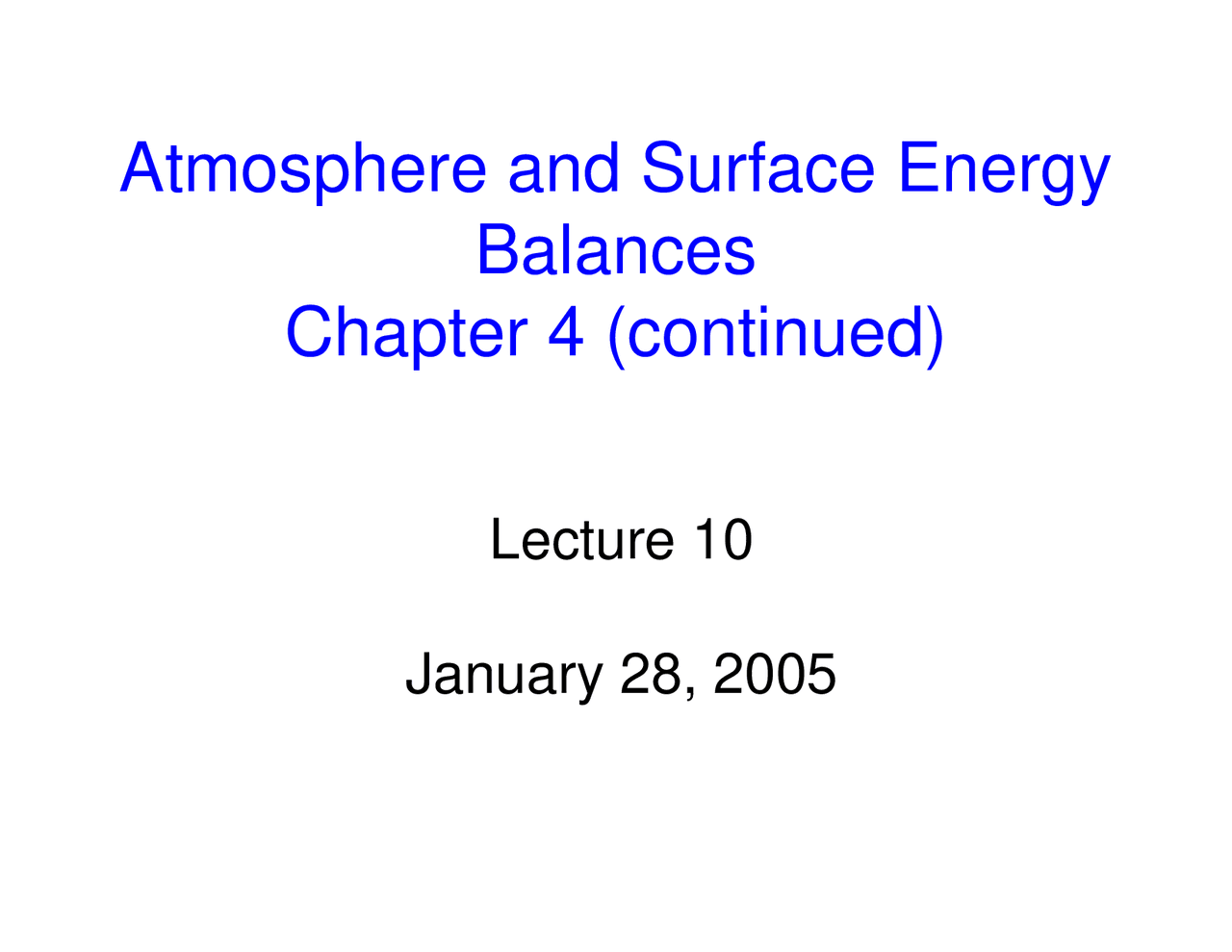 Atmosphere And Surface Energy Balances Phys 4 Docsity