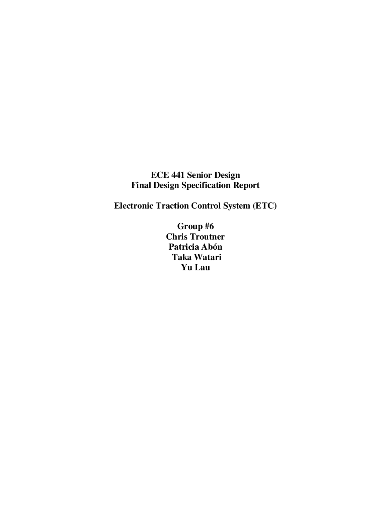 Electronic Traction Control System Final Design Report Ece 441