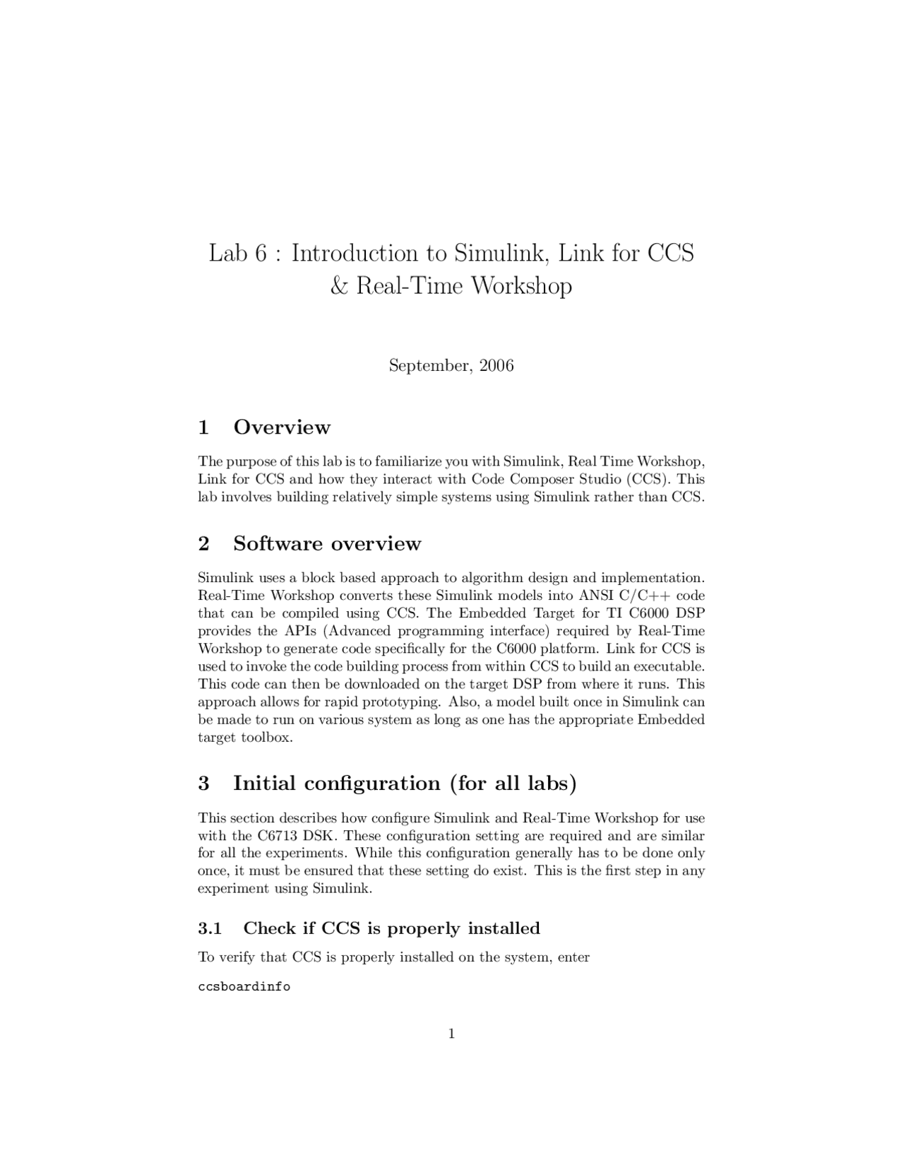 Introduction To Simulink And Real Time Workshop 2006 Ee 275 Docsity