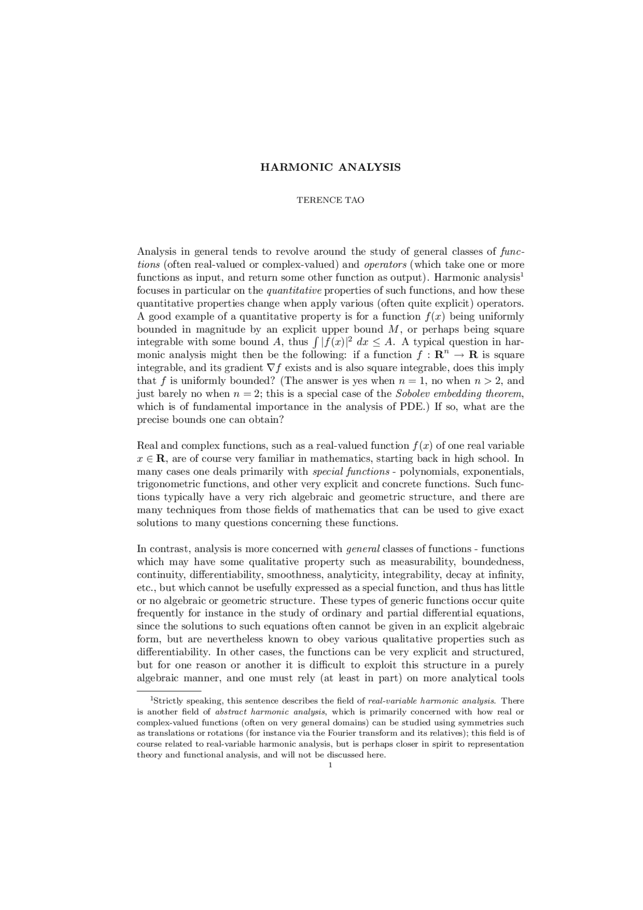 Harmonic Analysis - Cryptography - Lecture Notes | MATH 0209A - Docsity