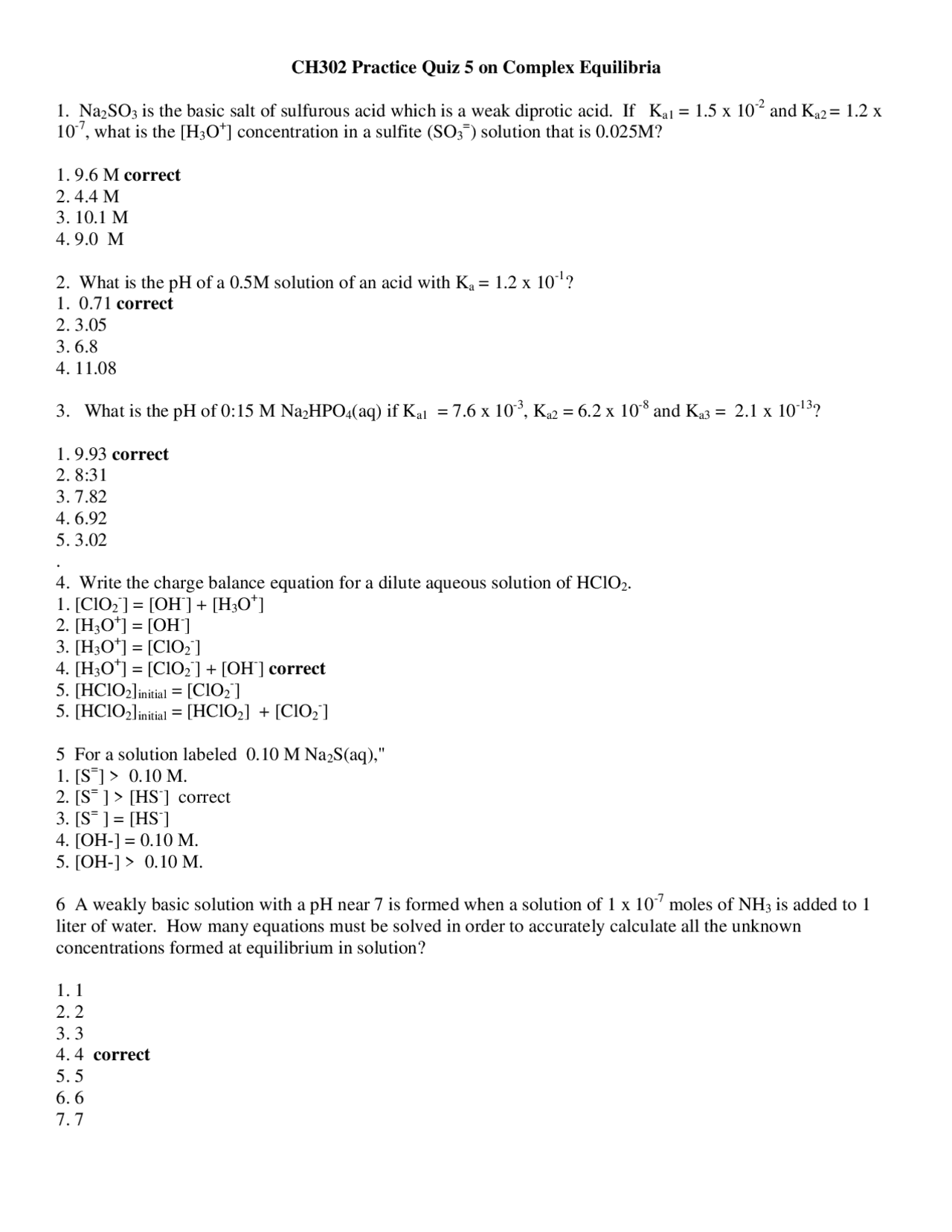 Practice Quiz on Complex Equilibria - Principle of Chemistry II | CH ...