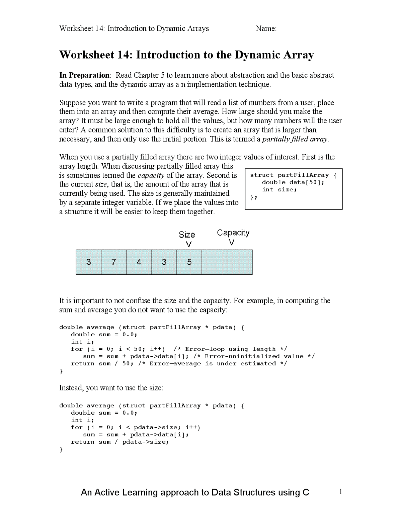 Worksheet 14 Introduction To The Dynamic Array Cs 261 Docsity