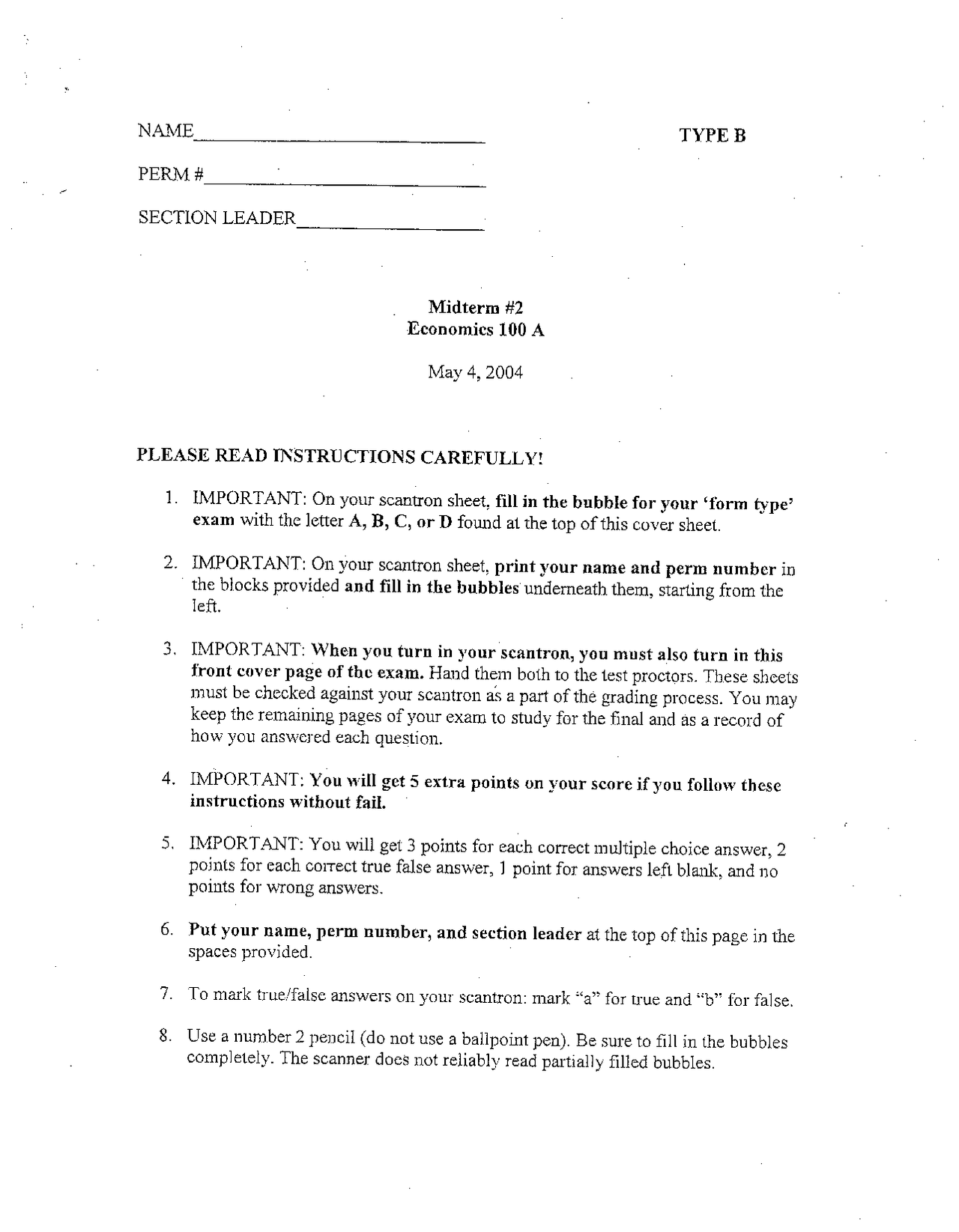 Midterm Exam 2 Spring 2004 Introduction To Geophysics Geol 100