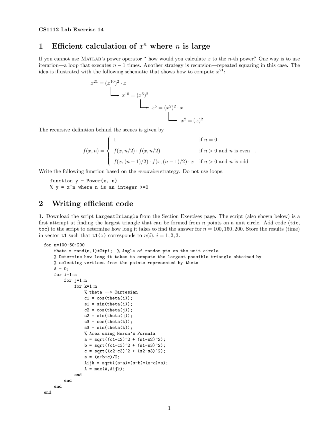 Lab Exercise 14 On Introduction To Computing Using Matlab Cs 1112 5631