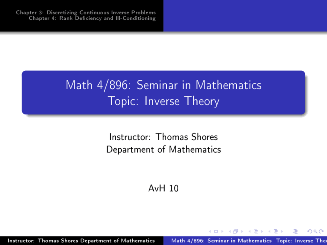Lecture Slides On Inverse Theory Mathematics Math 496 Docsity