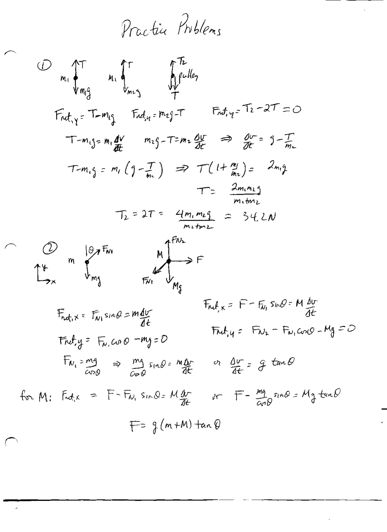 Practice Problems On General Physics For Test Ph 201 Docsity