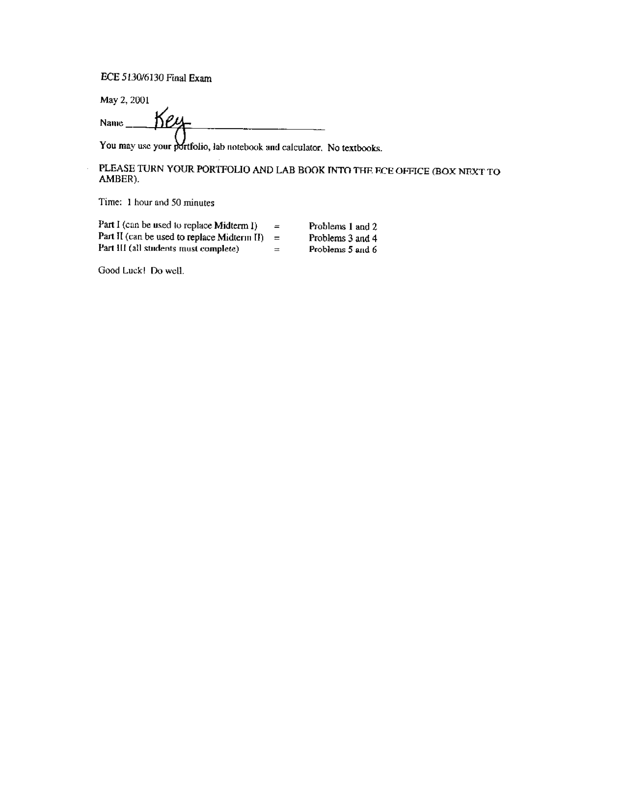 Final Exam Answer Key | Microwave Engineering | ECE 5320 | Exams ...