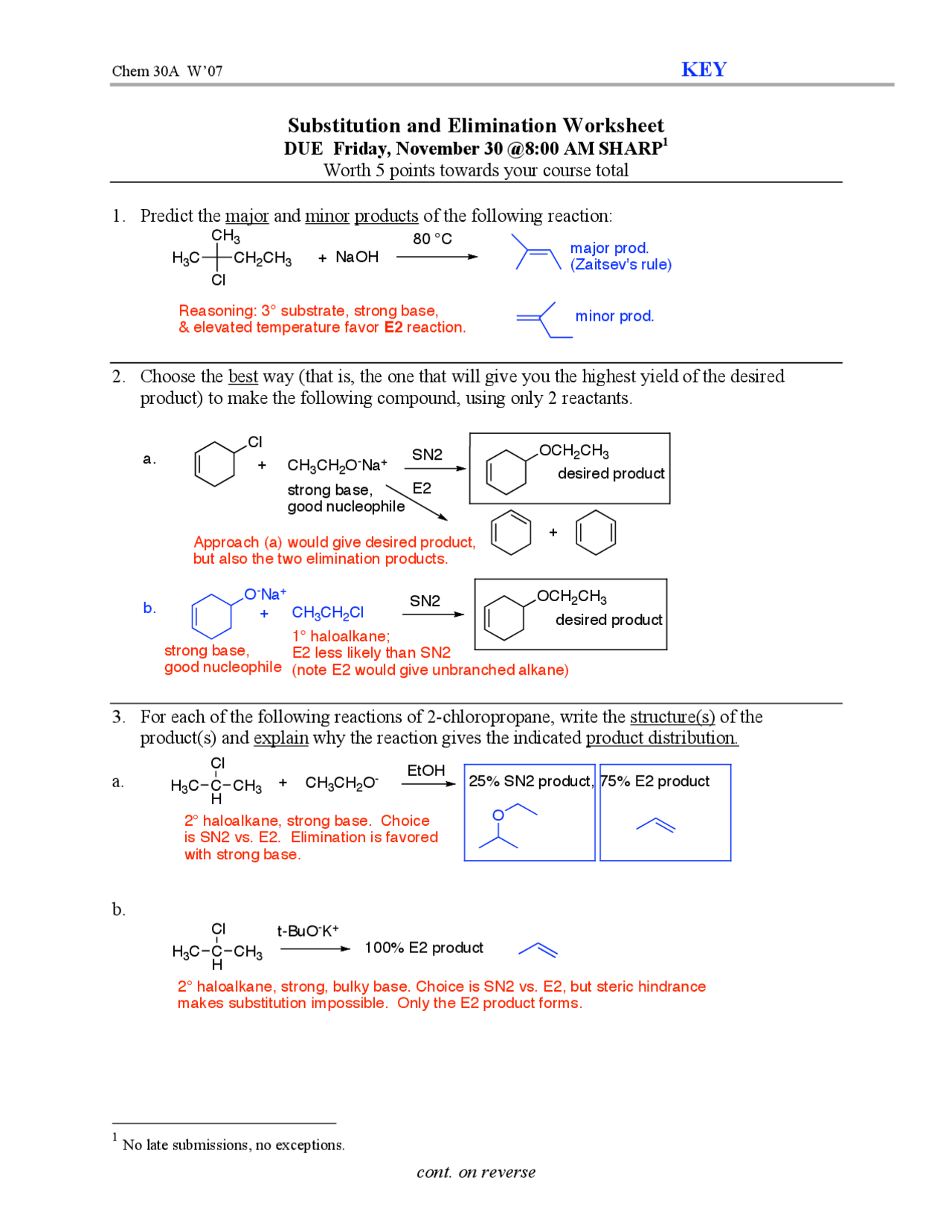 5 Questions with Solutions for Substitution and Elimination Worksheet ...