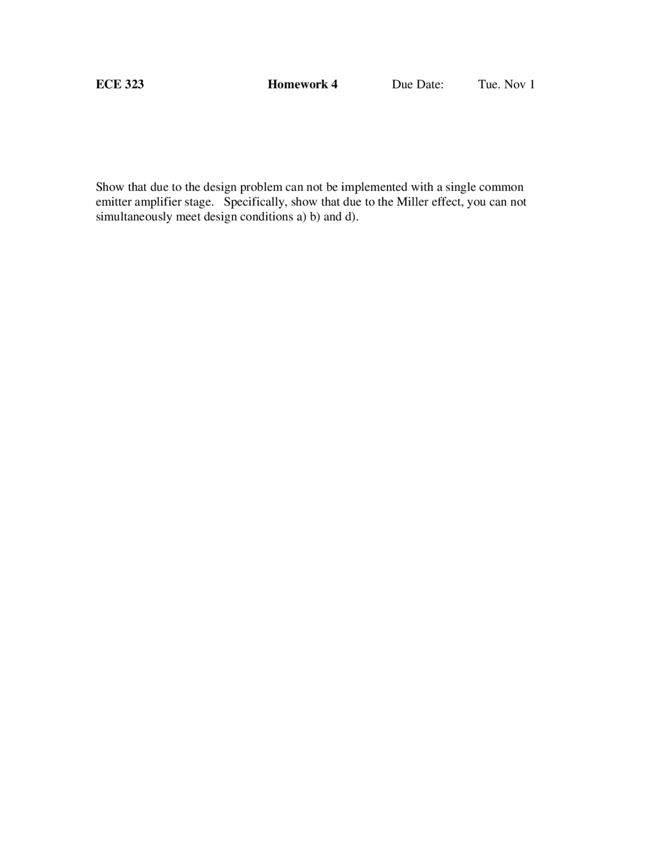 Practice Homework 4 Electronics Ii Ece 323 Docsity