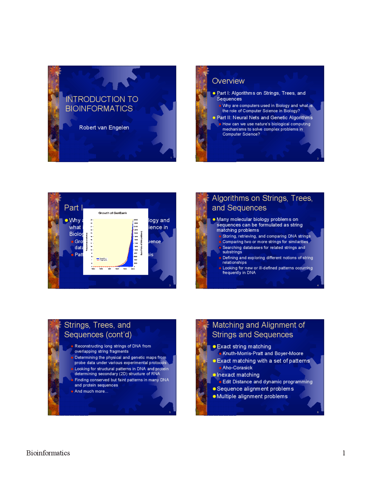 Introduction To Bioinformatics Lecture Slides Bsc 5936 Docsity