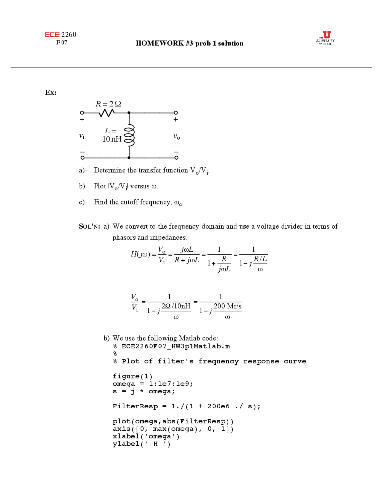 Fundamentals Of Electric Circuits Resolution To Homework 3 Ece 2260