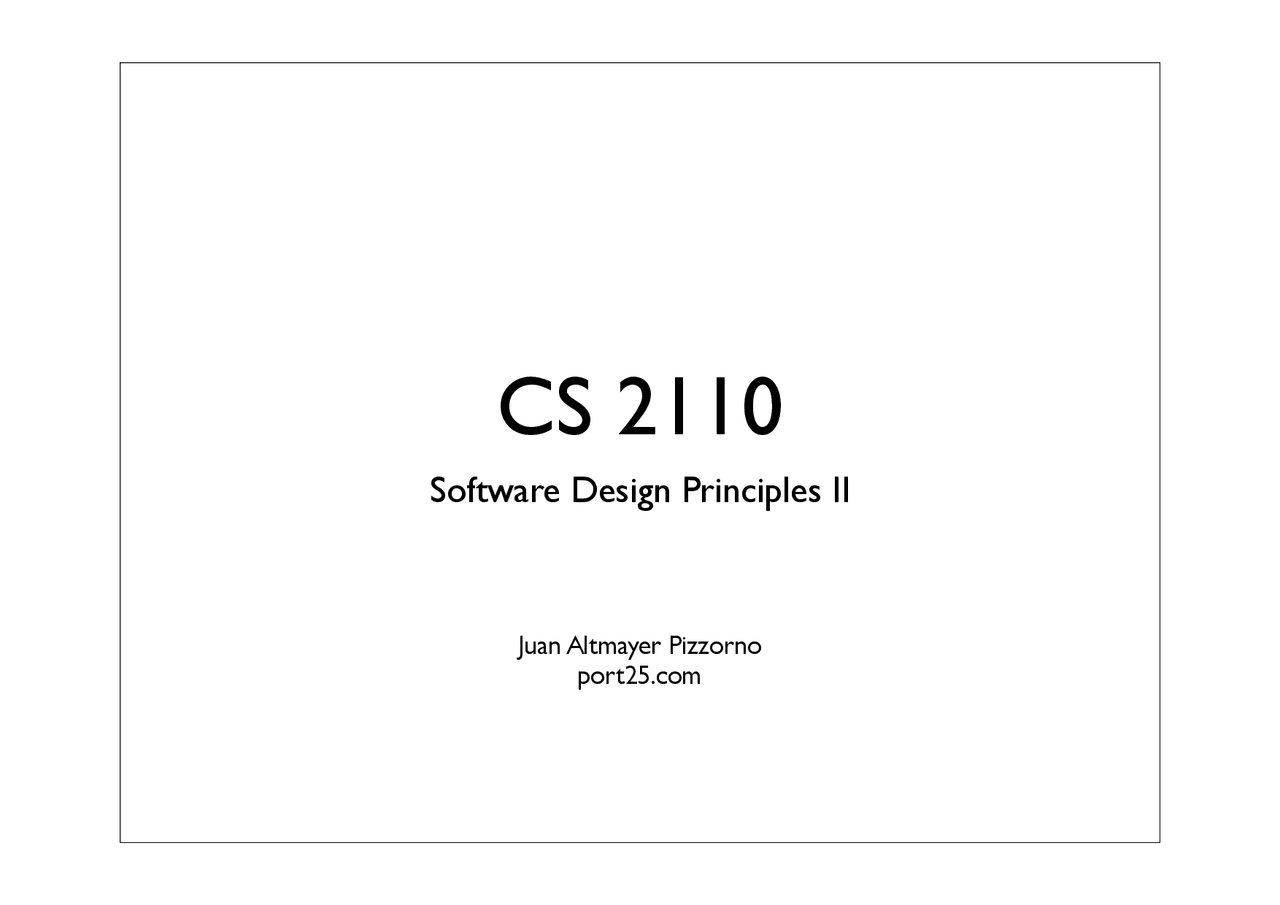 Software Design Principles Ii Object Oriented Programming And Data 2411