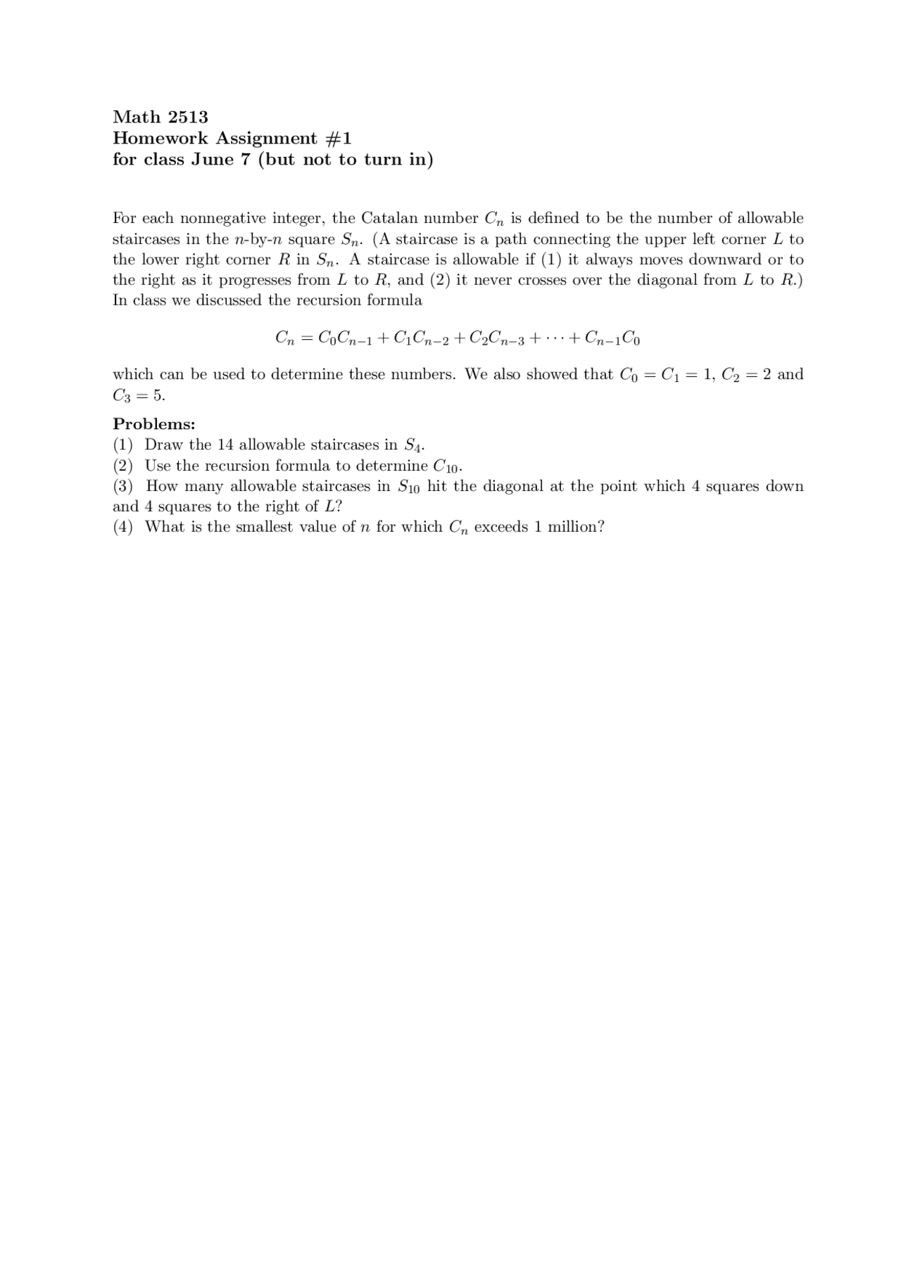 Homework Assignment 1 Discrete Mathematical Structures Math 2513 Docsity